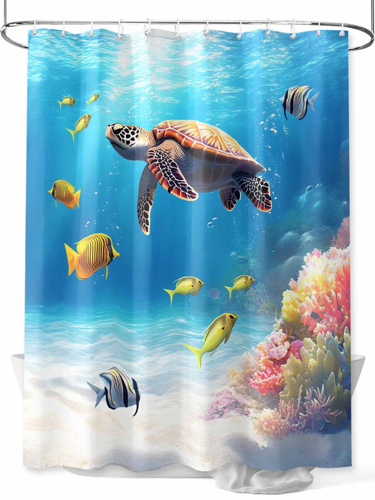 Fsddascl Sea Turtle Coastal Shower Curtain Set - Extra Long 72" x 96 ...