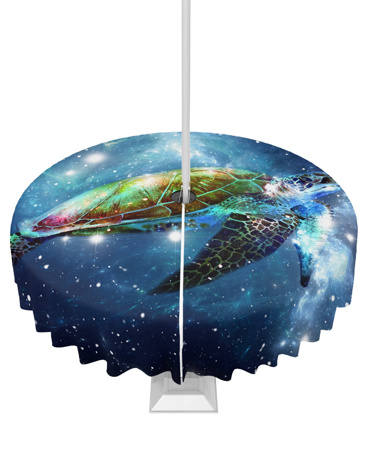 Fsddascl Sea Turtle Outdoor Tablecloth - 54 Inch Round Dining Table Cover, Nautical Coastal ...