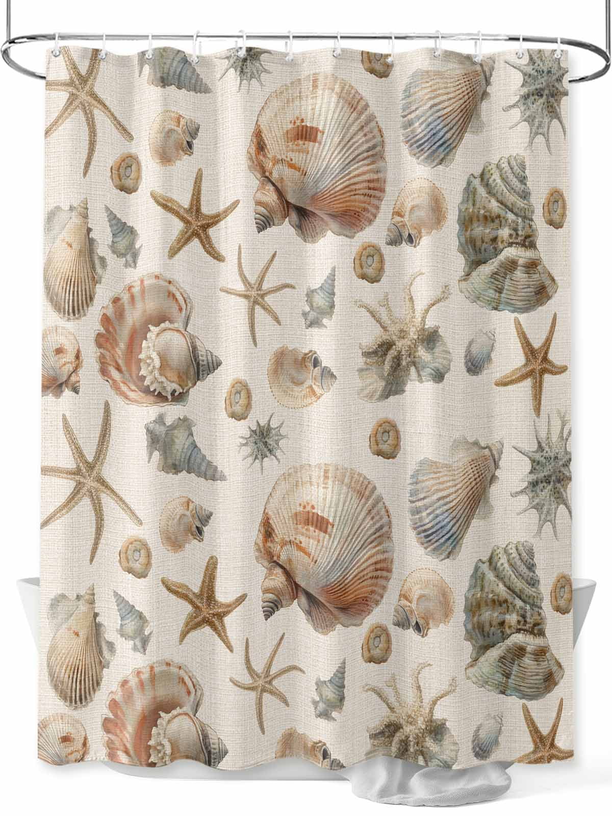 Fsddascl Seashell Coastal Shower Curtain Set - 48" x 72" Washable ...
