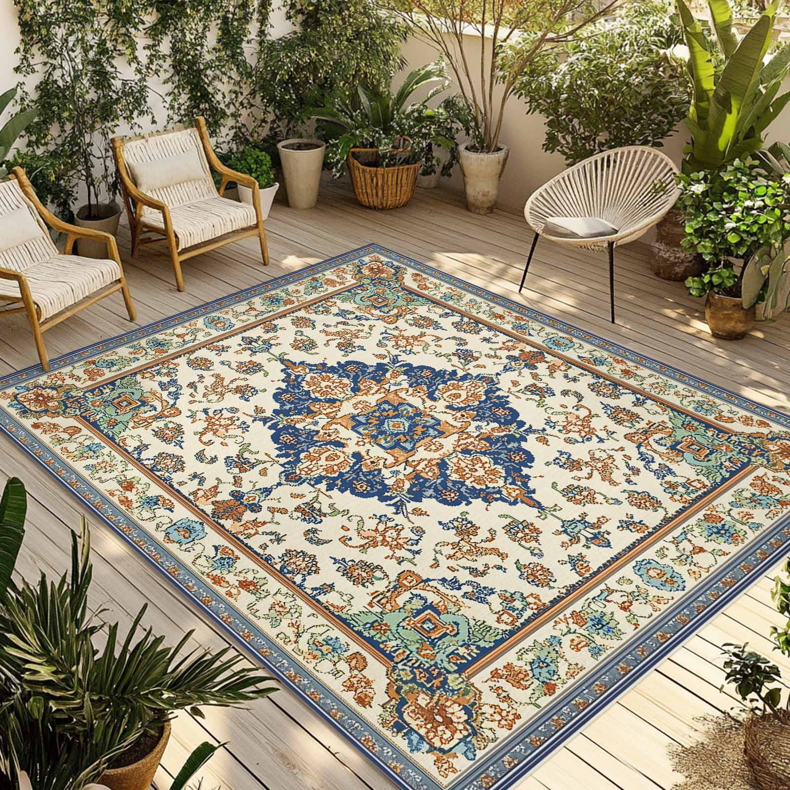 Fsddascl Southwest America Outdoor Rug for Patio/Deck/Porch, Non-Slip ...