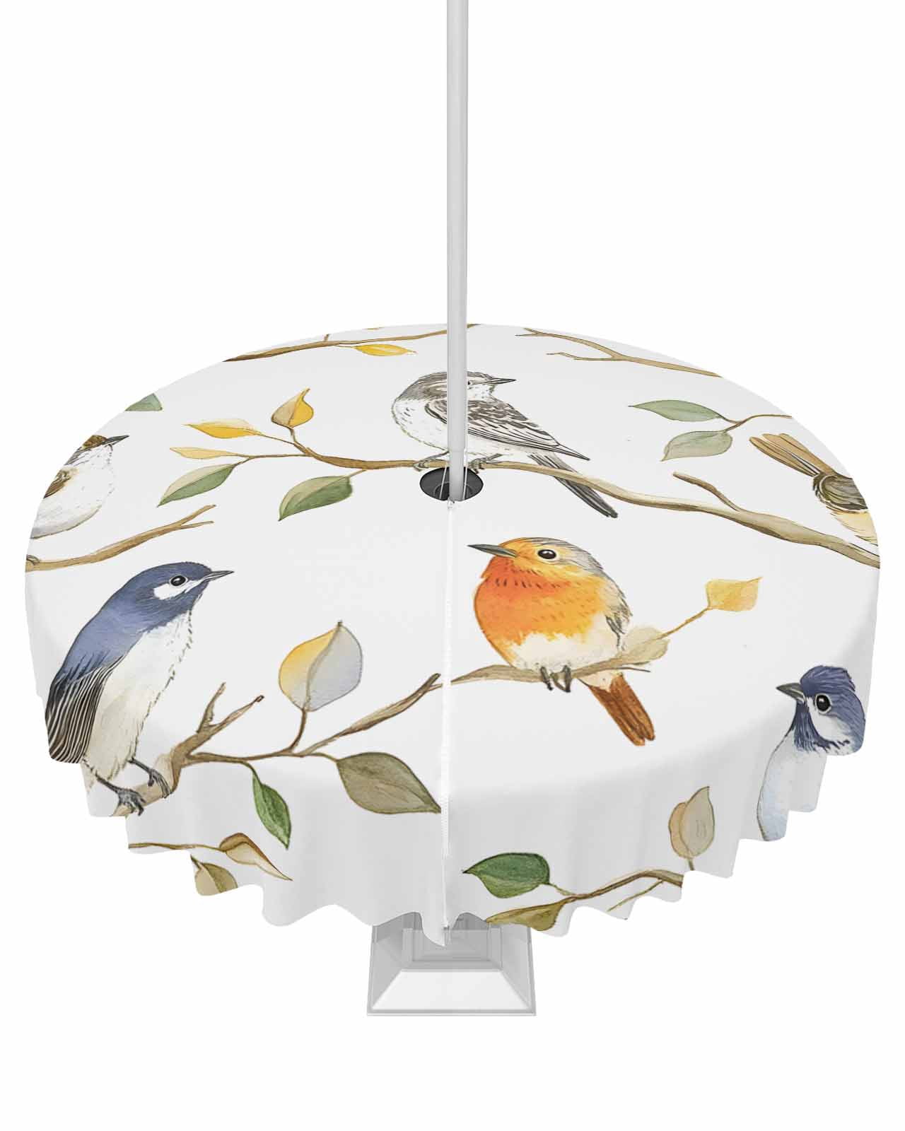 Fsddascl Spring Bird Outdoor Tablecloth - 54 Inch Round Dining Table ...