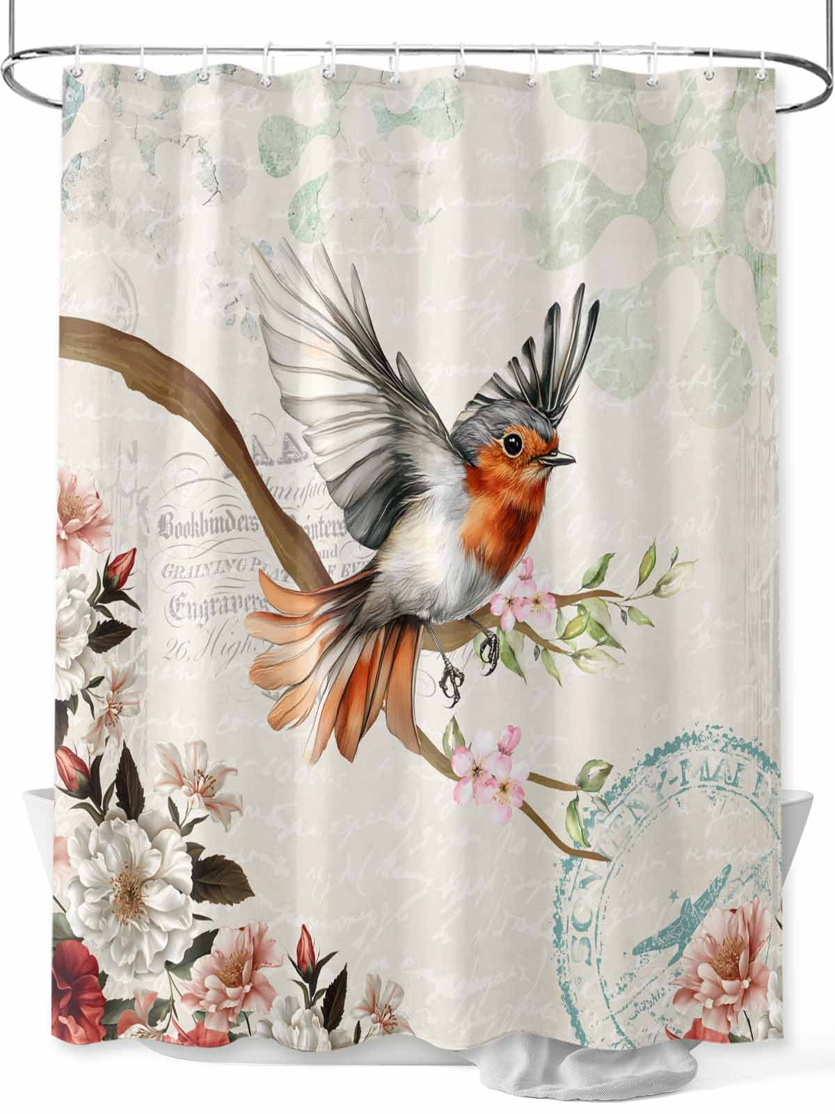 Fsddascl Spring Bird Shower Curtain Set - 48" x 72" Washable Bathtub ...