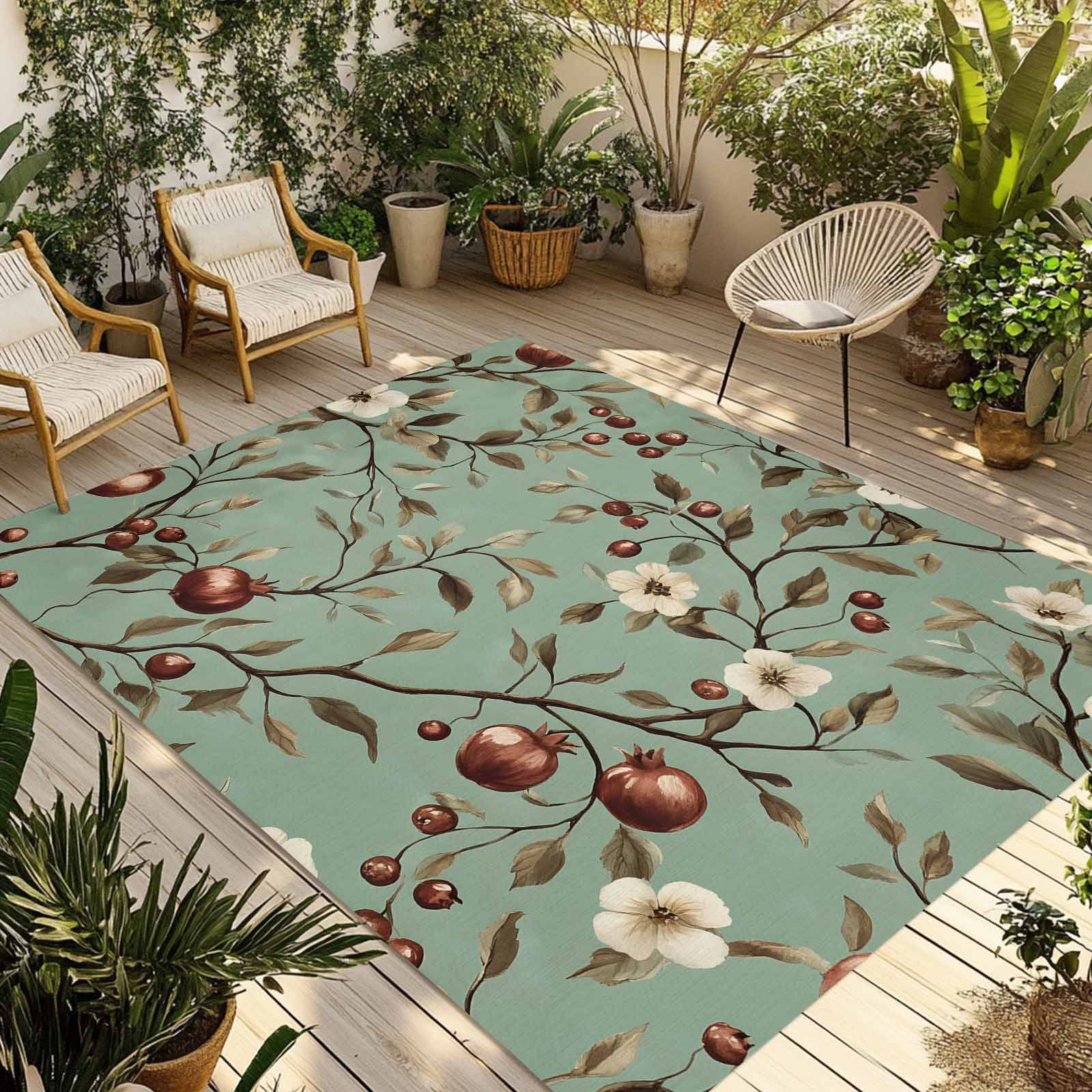 Fsddascl Spring Floral Outdoor Rug for Patio/Deck/Porch, Non-Slip Large ...