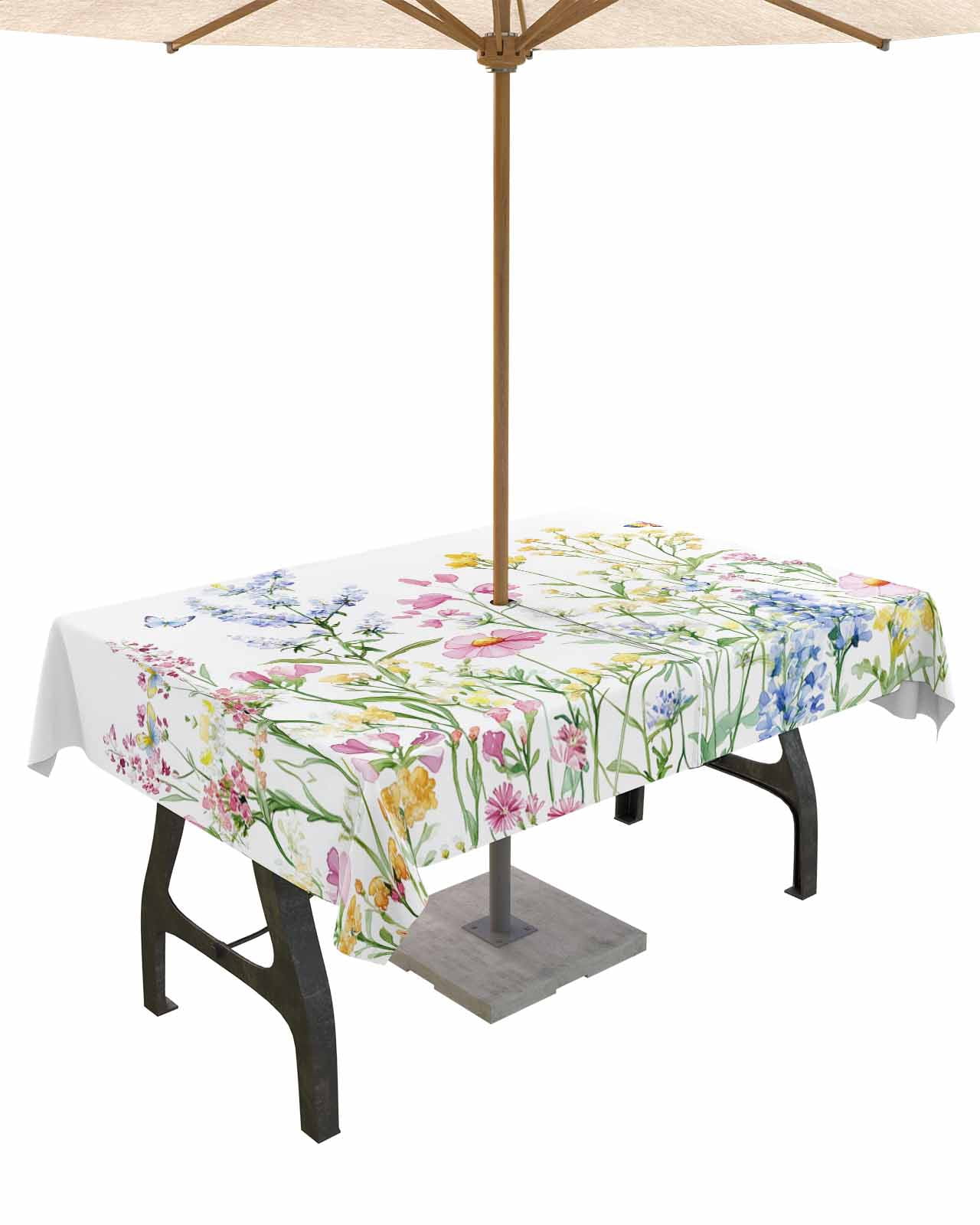 Fsddascl Spring Floral Outdoor Tablecloth - 60x102 Inch Rectangle ...
