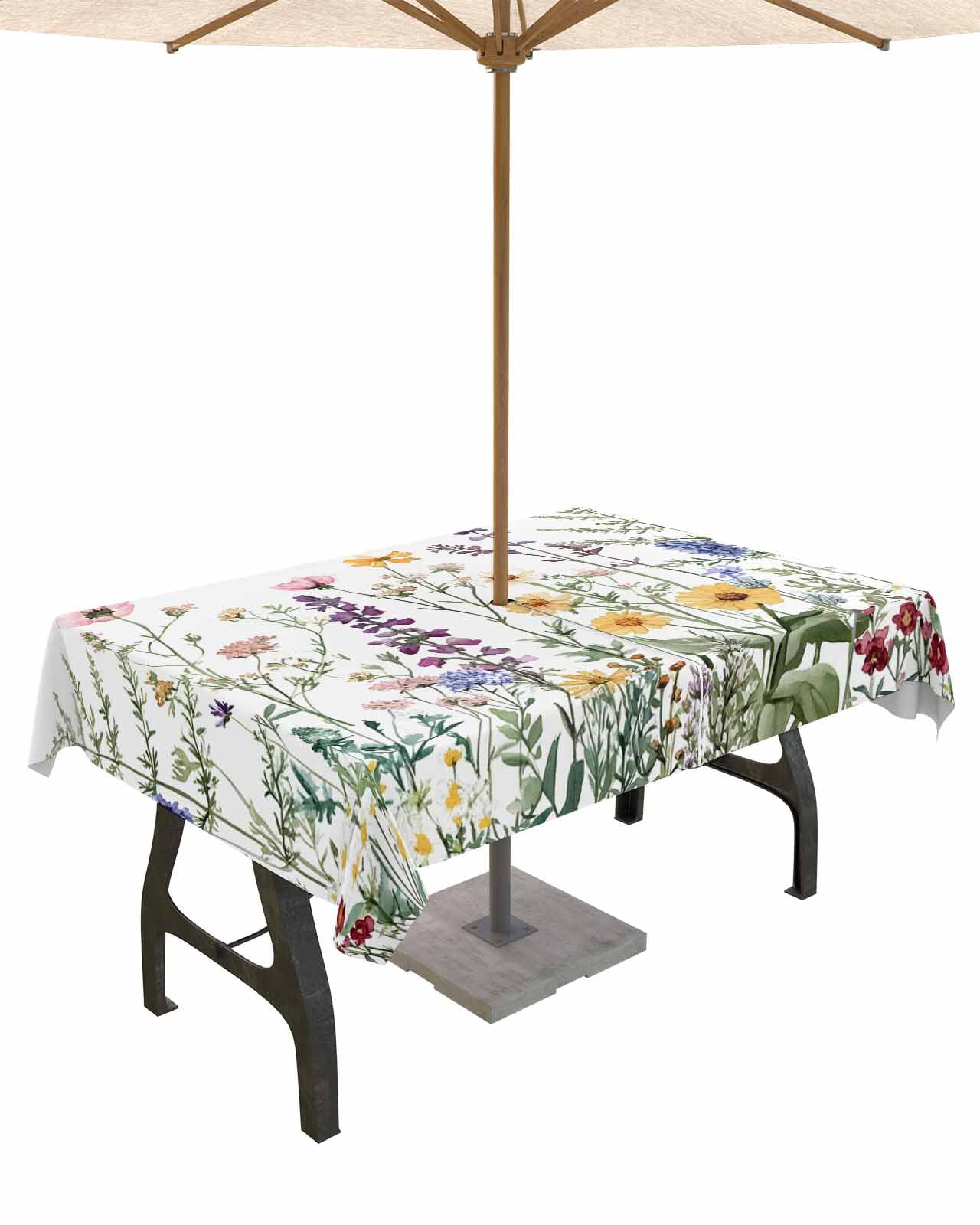 Fsddascl Spring Floral Outdoor Tablecloth - 60x120 Inch Rectangle ...