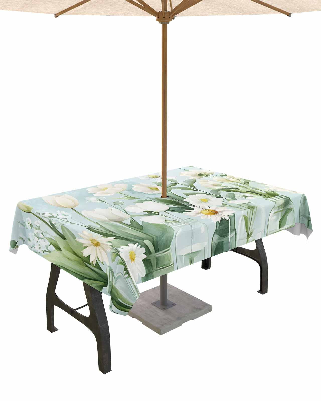 Fsddascl Spring Floral Outdoor Tablecloth - 60x120 Inch Rectangle ...
