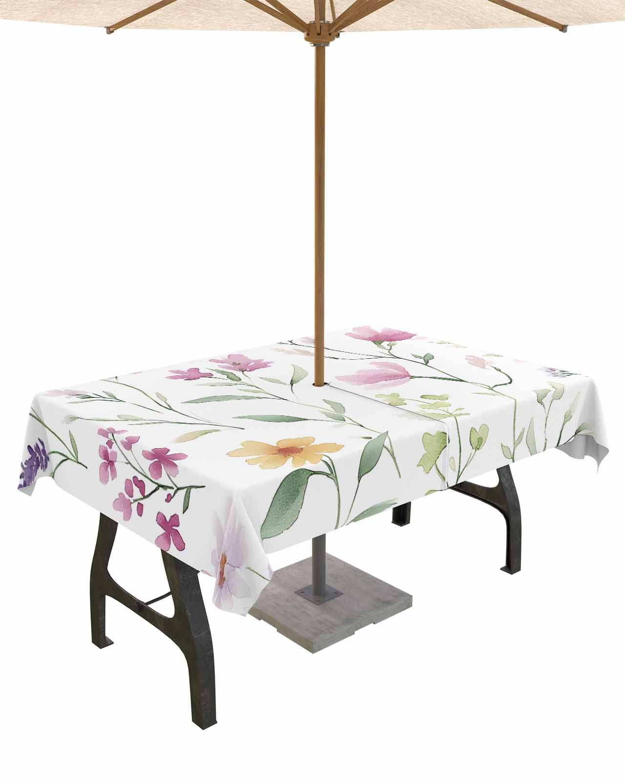 Fsddascl Spring Floral Outdoor Tablecloth - 60x120 Inch Rectangle ...