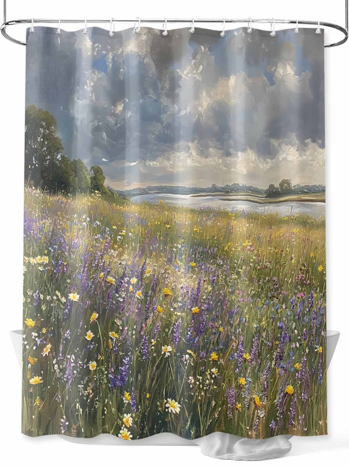 Fsddascl Spring Floral Shower Curtain Set - 48" x 72" Washable Bathtub ...