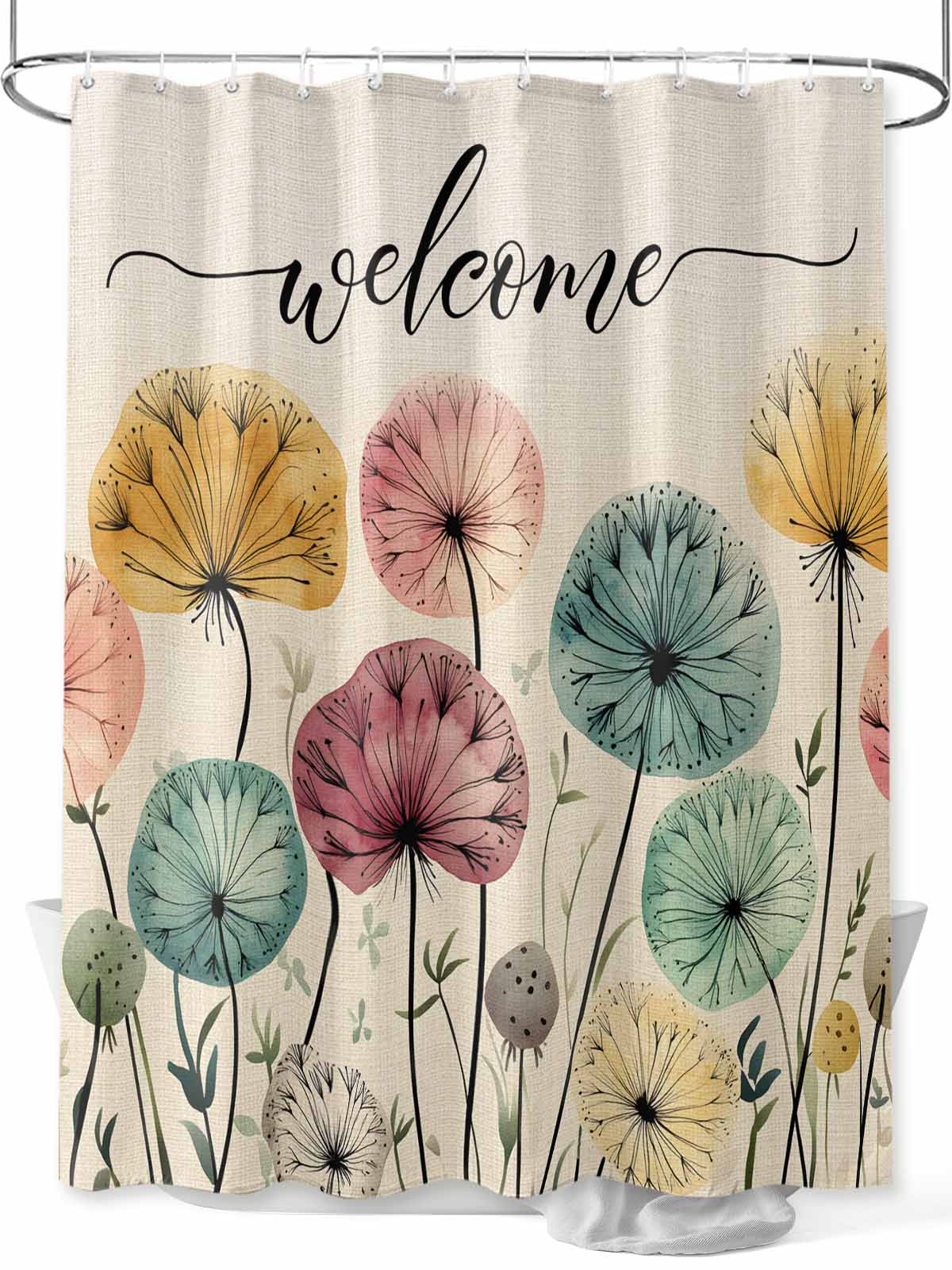 Fsddascl Spring Floral Shower Curtain Set - 54" x 78" Washable Bathtub ...