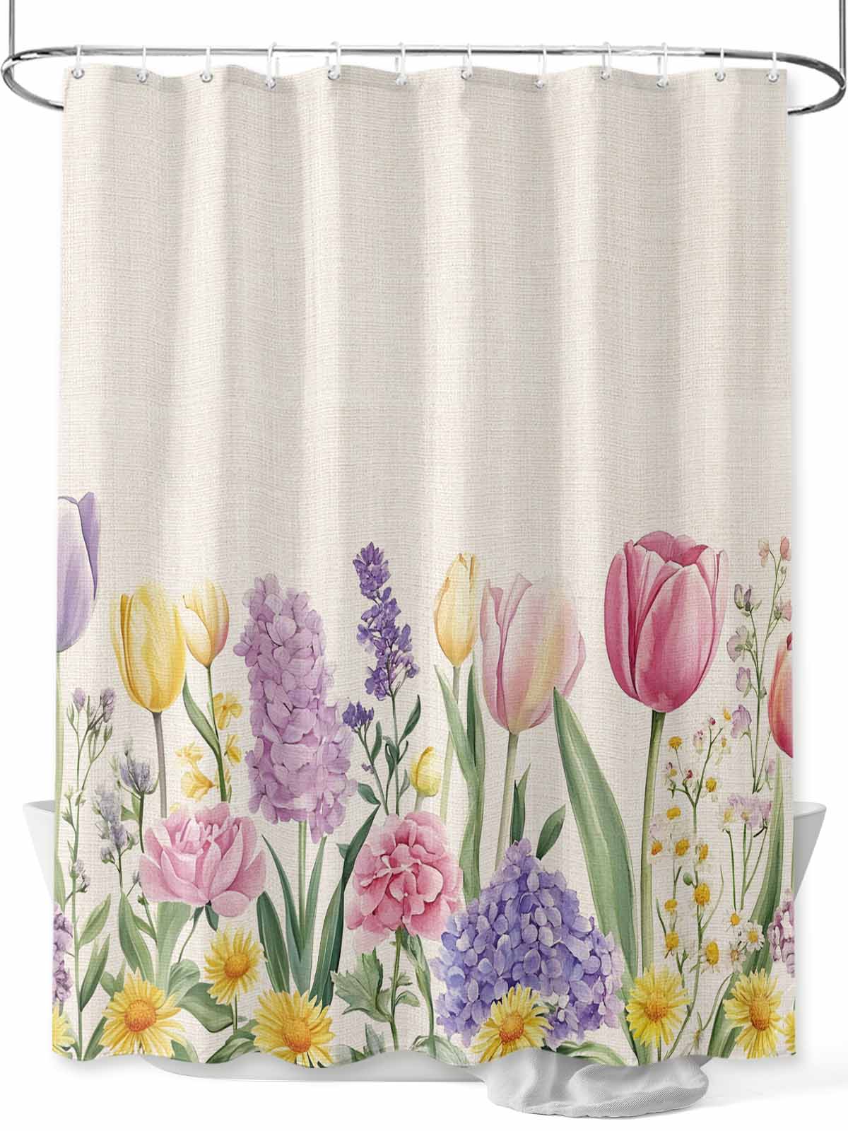 Fsddascl Spring Floral Shower Curtain Set - 72" x 78" Washable Bathtub ...