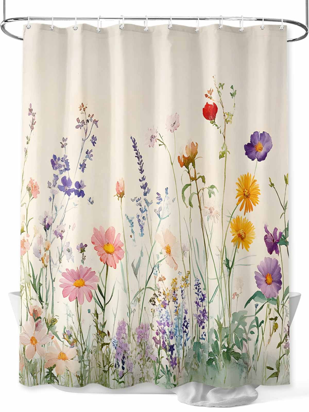Fsddascl Spring Floral Shower Curtain Set - 72" x 78" Washable Bathtub ...