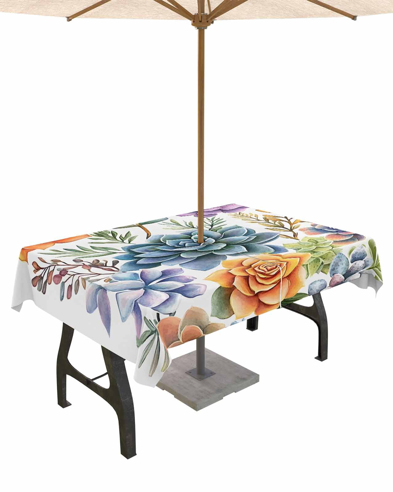 Fsddascl Spring Floral Succulents Outdoor Tablecloth - 60x102 Inch ...