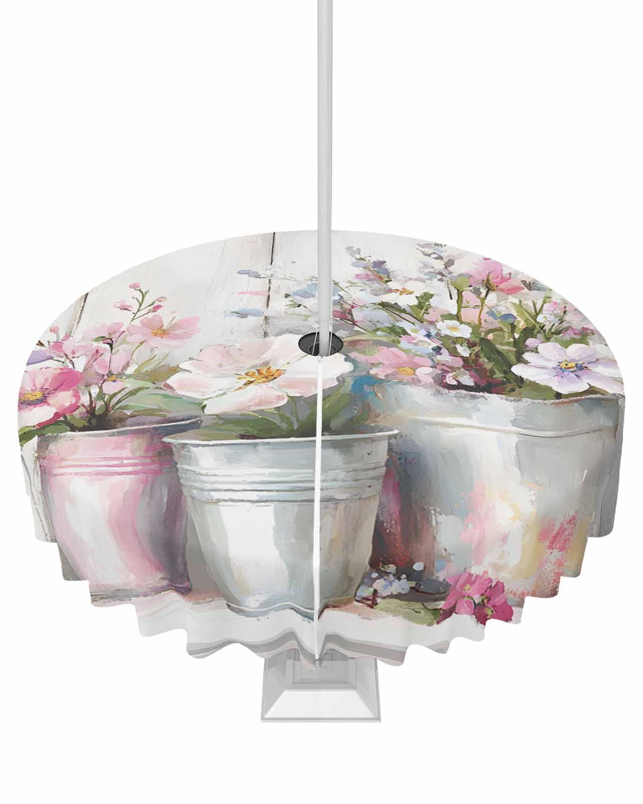 Fsddascl Spring Flowers Outdoor Tablecloth - 60 Inch Round Dining Table ...