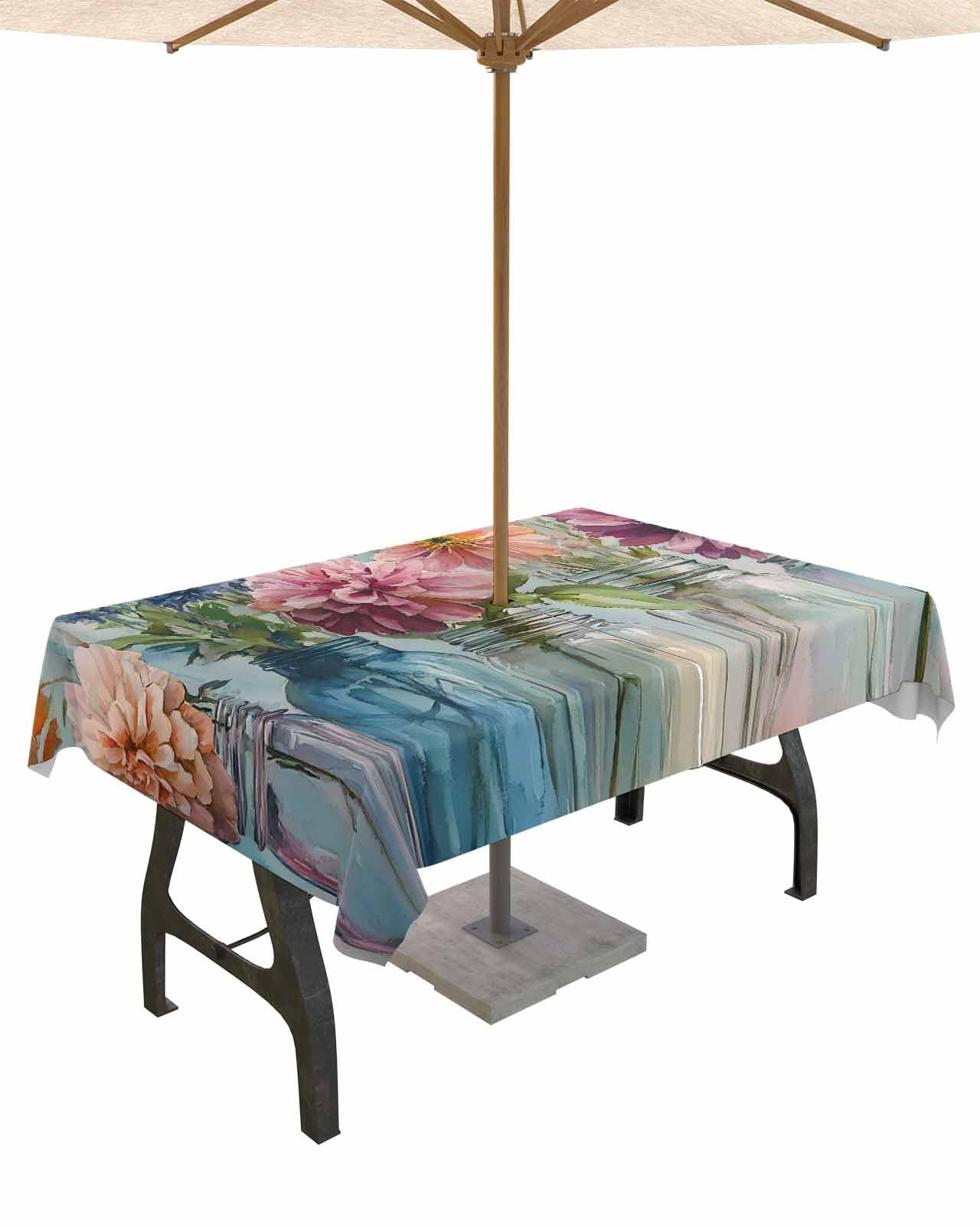 Fsddascl Spring Flowers Outdoor Tablecloth - 60x120 Inch Rectangle ...