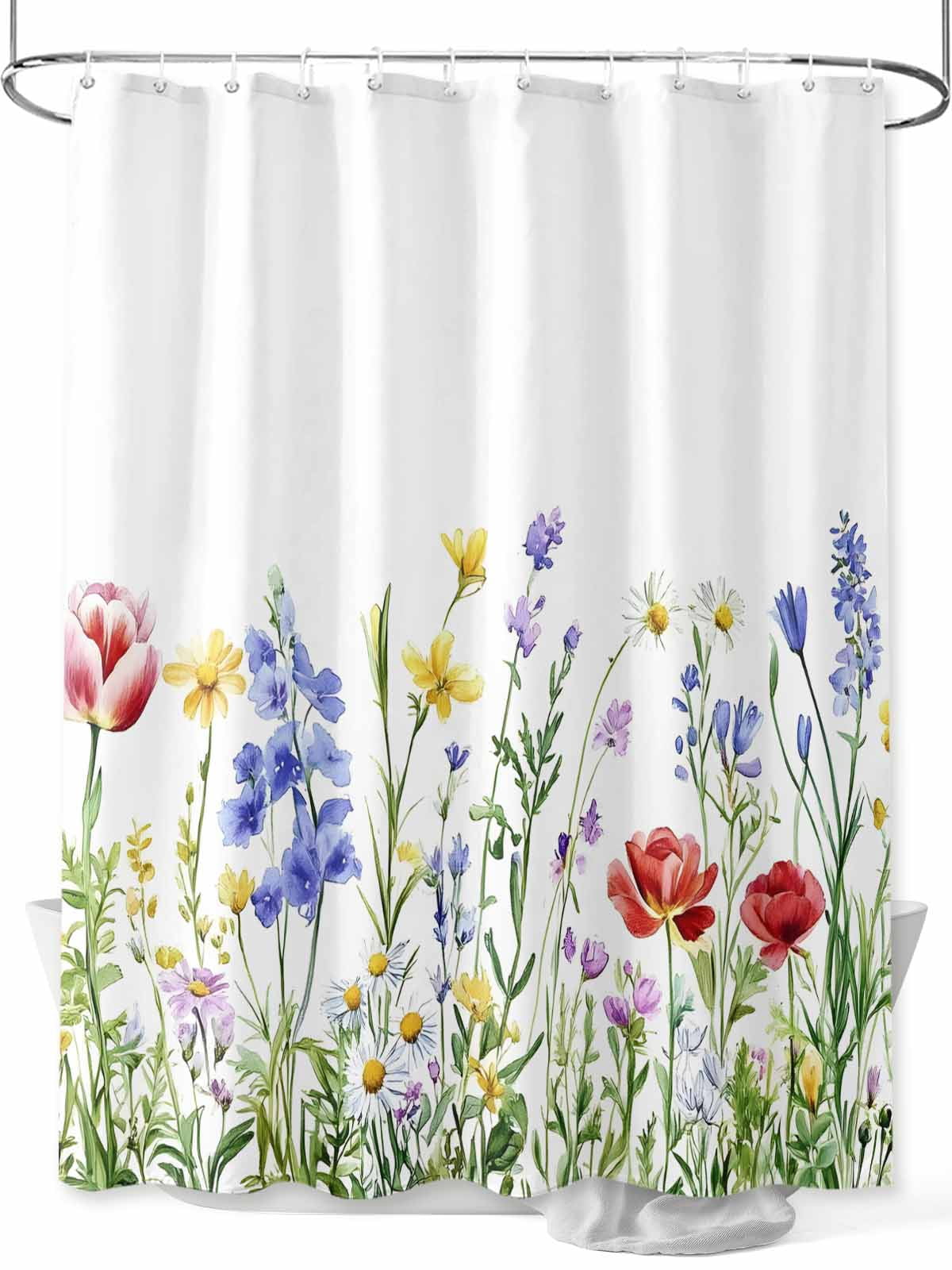 Fsddascl Spring Flowers Shower Curtain Set - 72" x 78" Washable Bathtub ...
