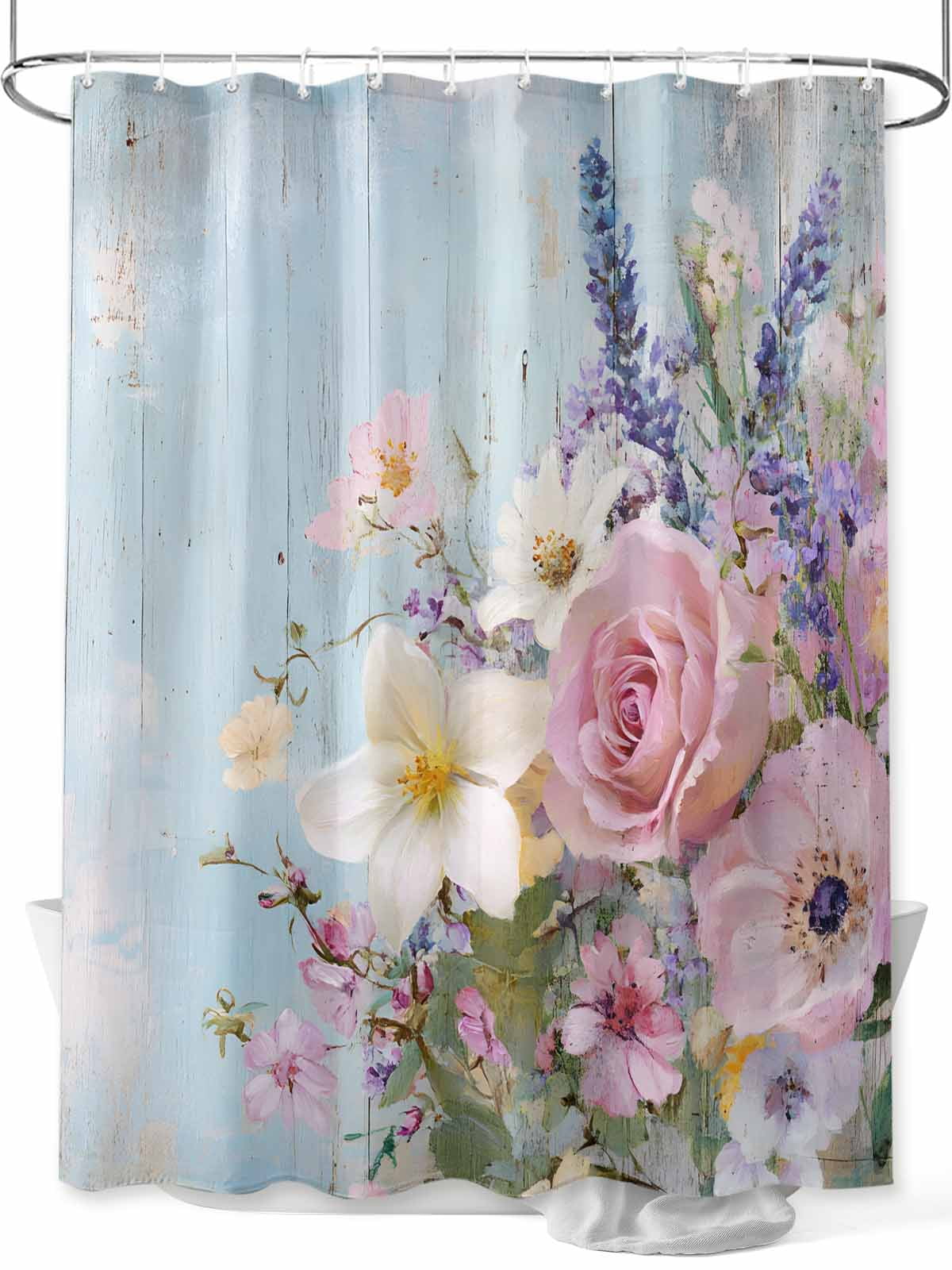 Fsddascl Spring Pink Flower Shower Curtain Set - Long 72" x 84" Bathtub ...