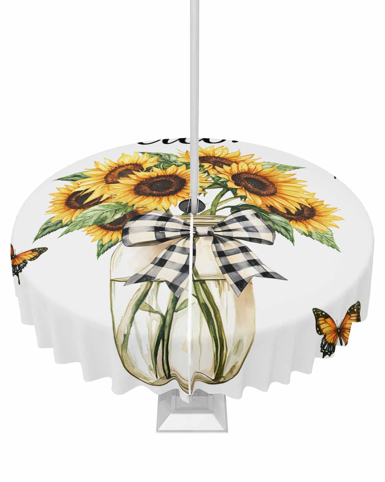 Fsddascl Spring Sunflower Outdoor Tablecloth - 54 Inch Round Dining ...