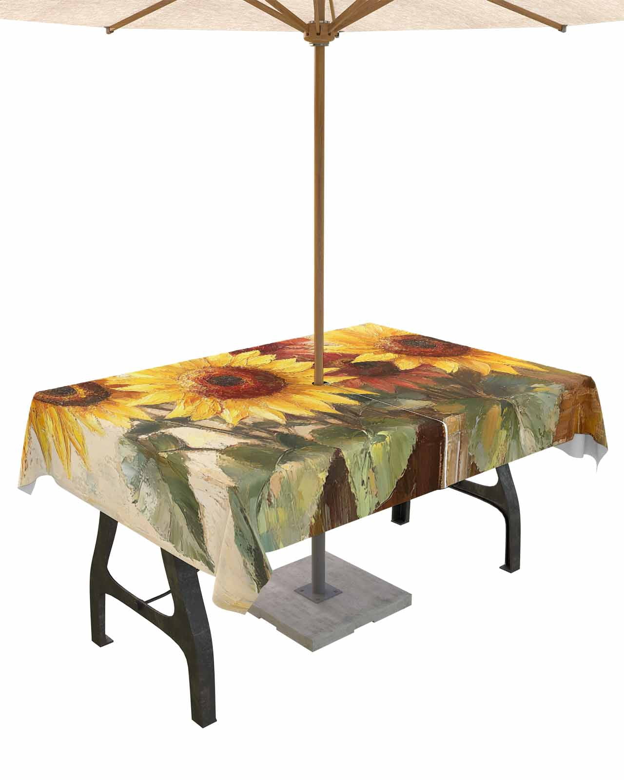 Fsddascl Spring Sunflowers Outdoor Tablecloth - 52x70 Inch Rectangle ...