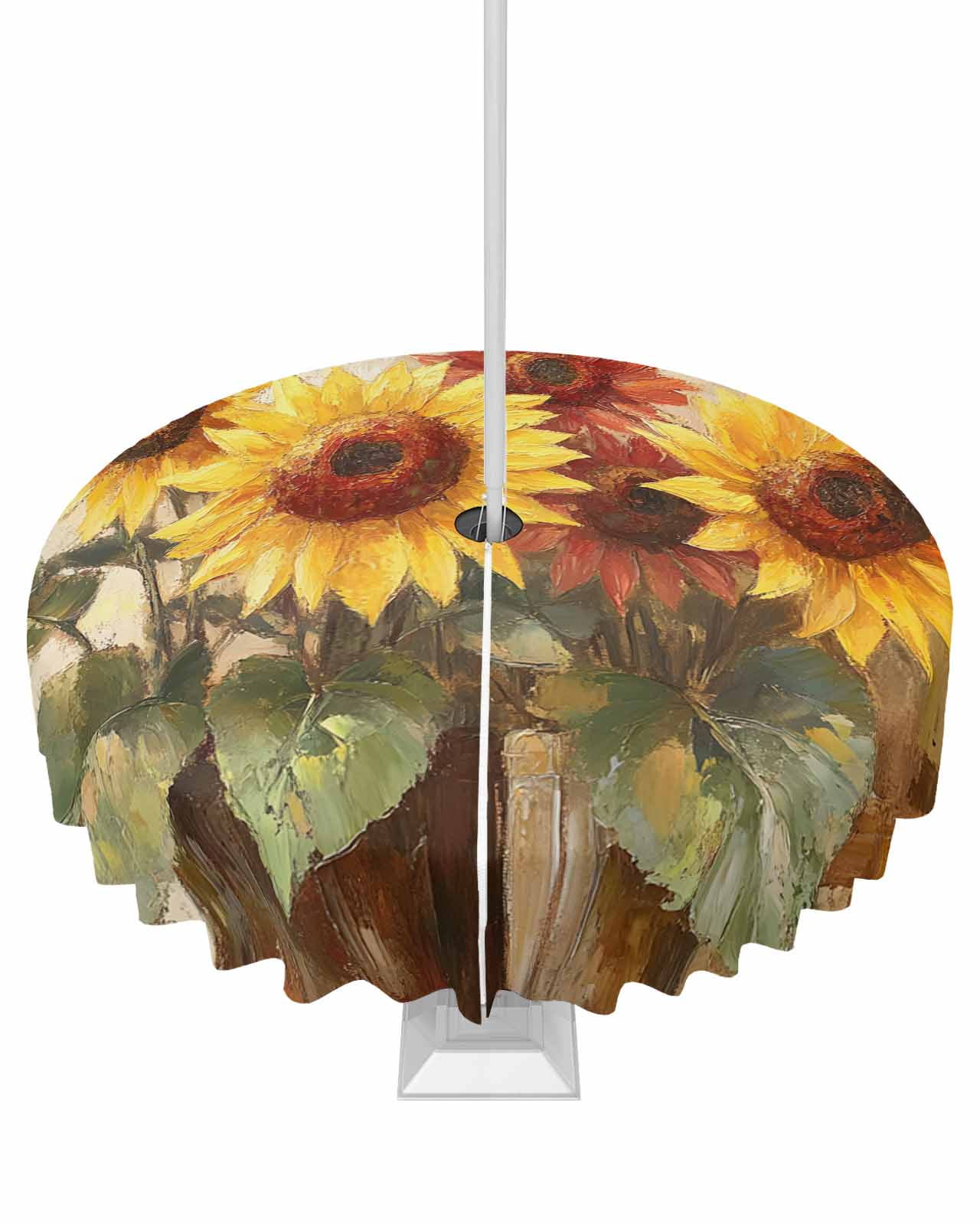 Fsddascl Spring Sunflowers Outdoor Tablecloth - 54 Inch Round Dining ...