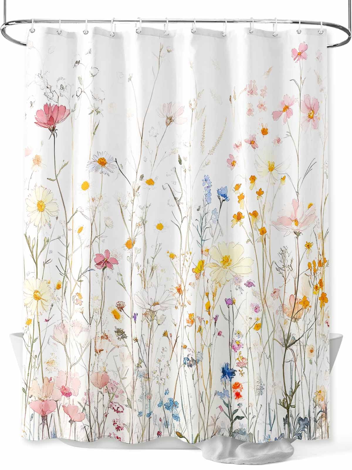 Fsddascl Spring Wildflowers Shower Curtain Set - 66" x 72" Washable ...