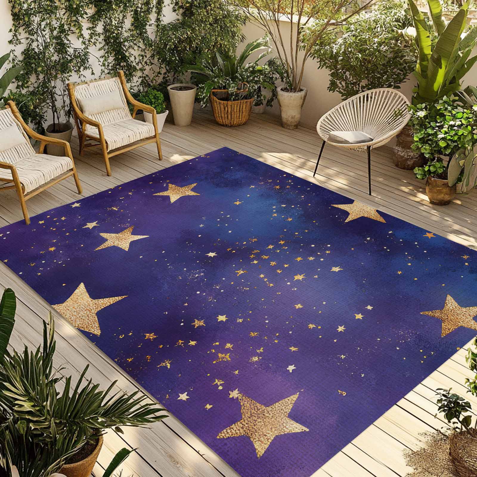 Fsddascl Starry Sky Star Outdoor Rug for Patio/Deck/Porch, Non-Slip ...