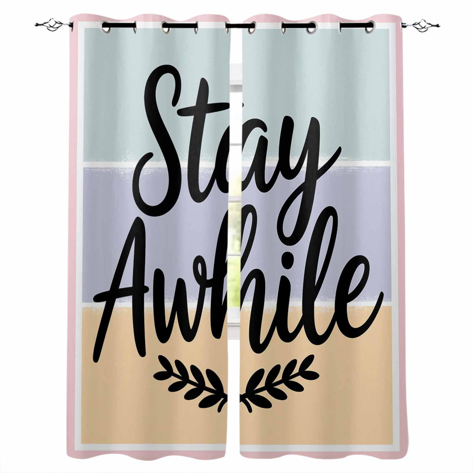 Fsddascl Stay Awhile Blackout Curtains for Bedroom/Living Room, Thermal ...