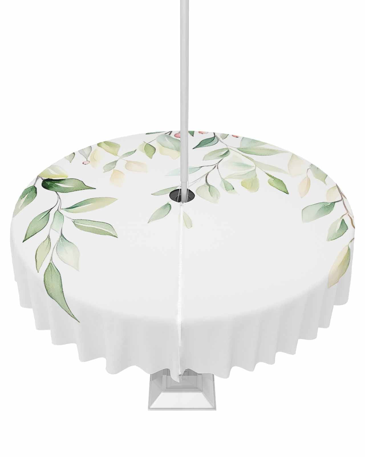 Fsddascl Summer Eucalyptus Leaves Outdoor Tablecloth - 54 Inch Round ...
