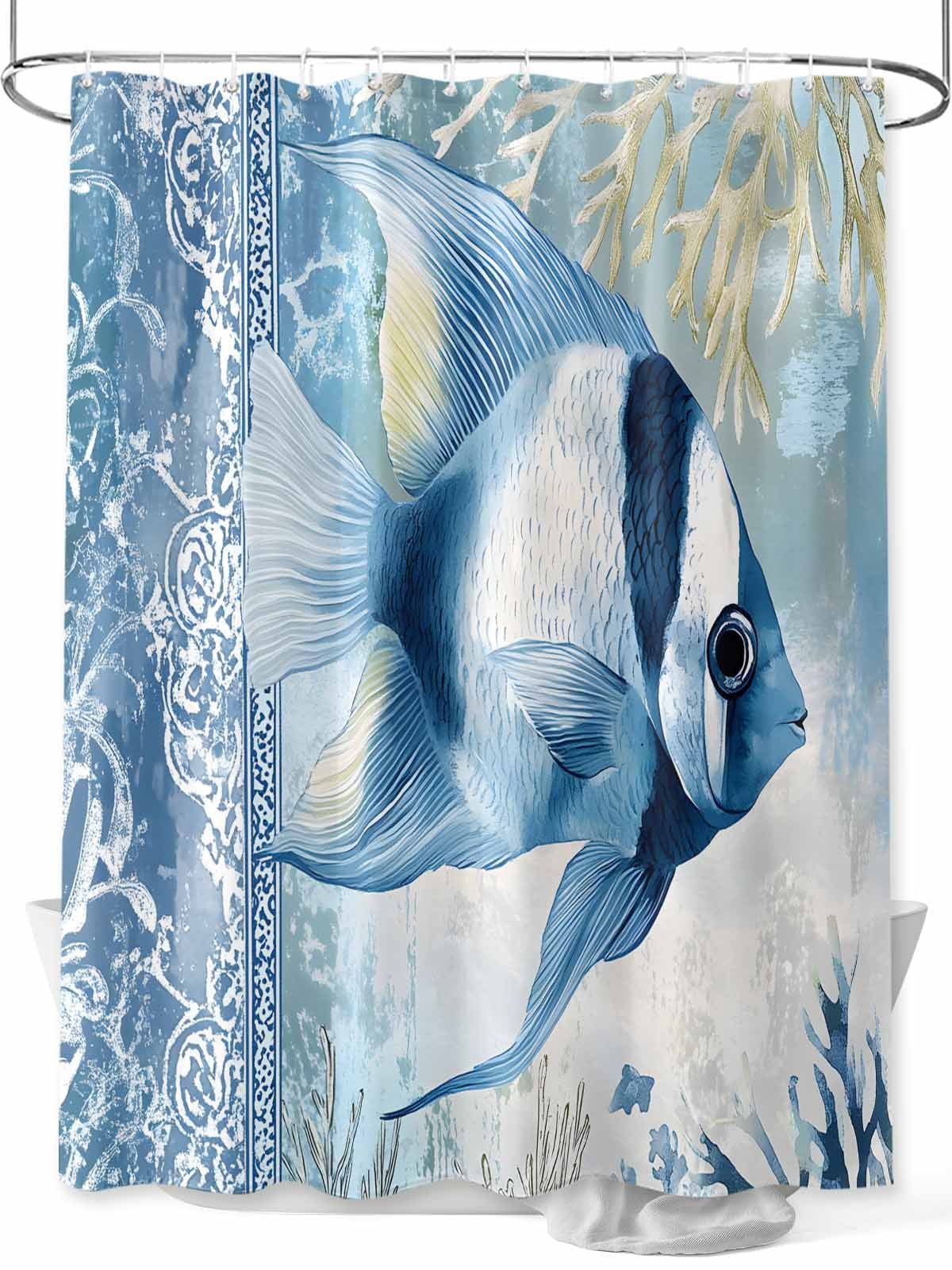 Fsddascl Summer Fish Shower Curtain Set - 66" x 72" Washable Bathtub ...