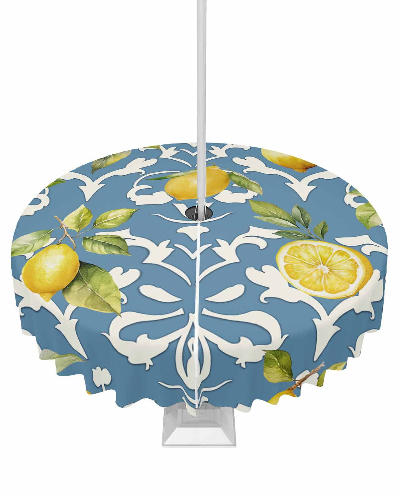 Fsddascl Summer Lemon Outdoor Tablecloth - 54 Inch Round Dining Table ...