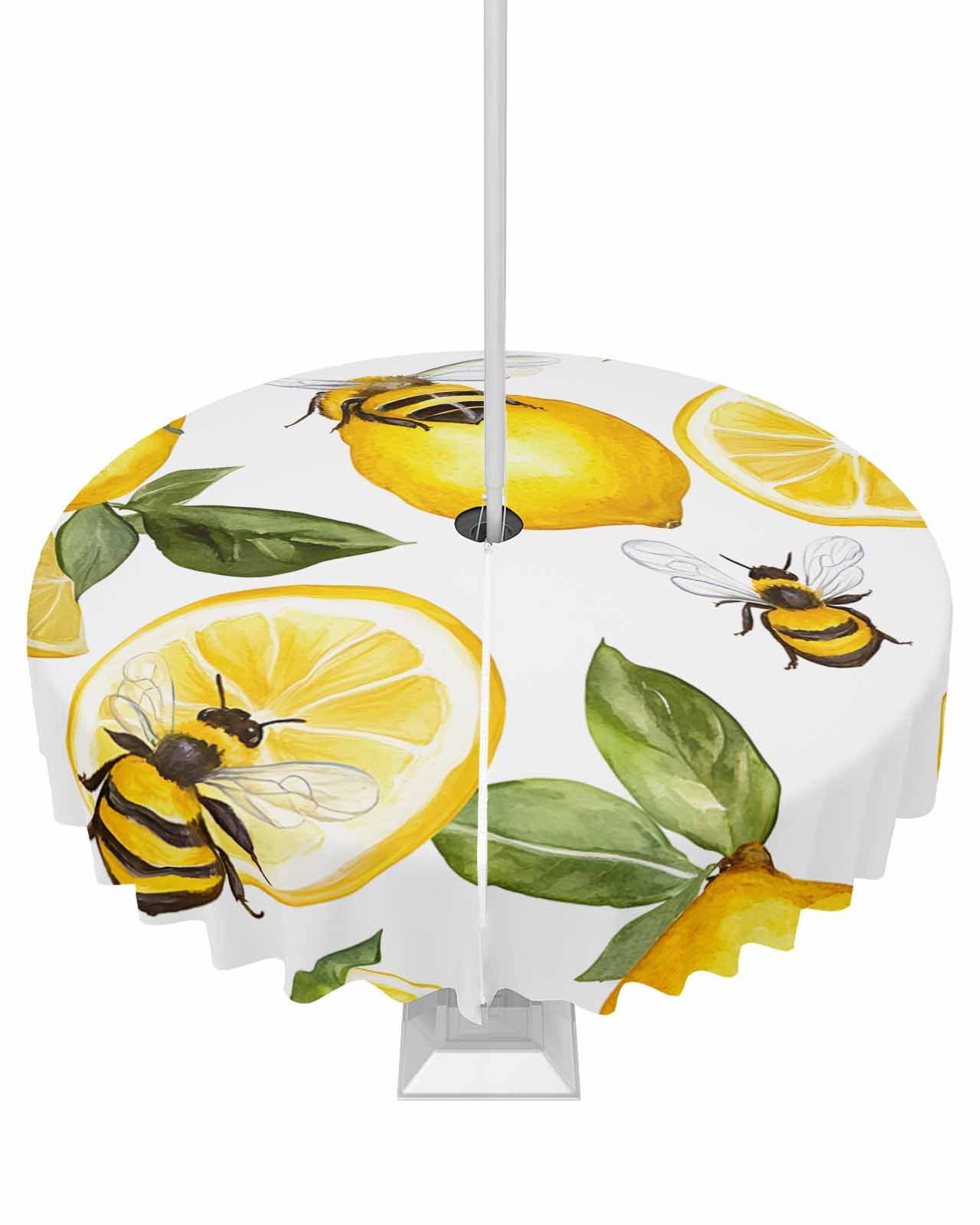 Fsddascl Summer Lemon Outdoor Tablecloth - 60 Inch Round Dining Table ...