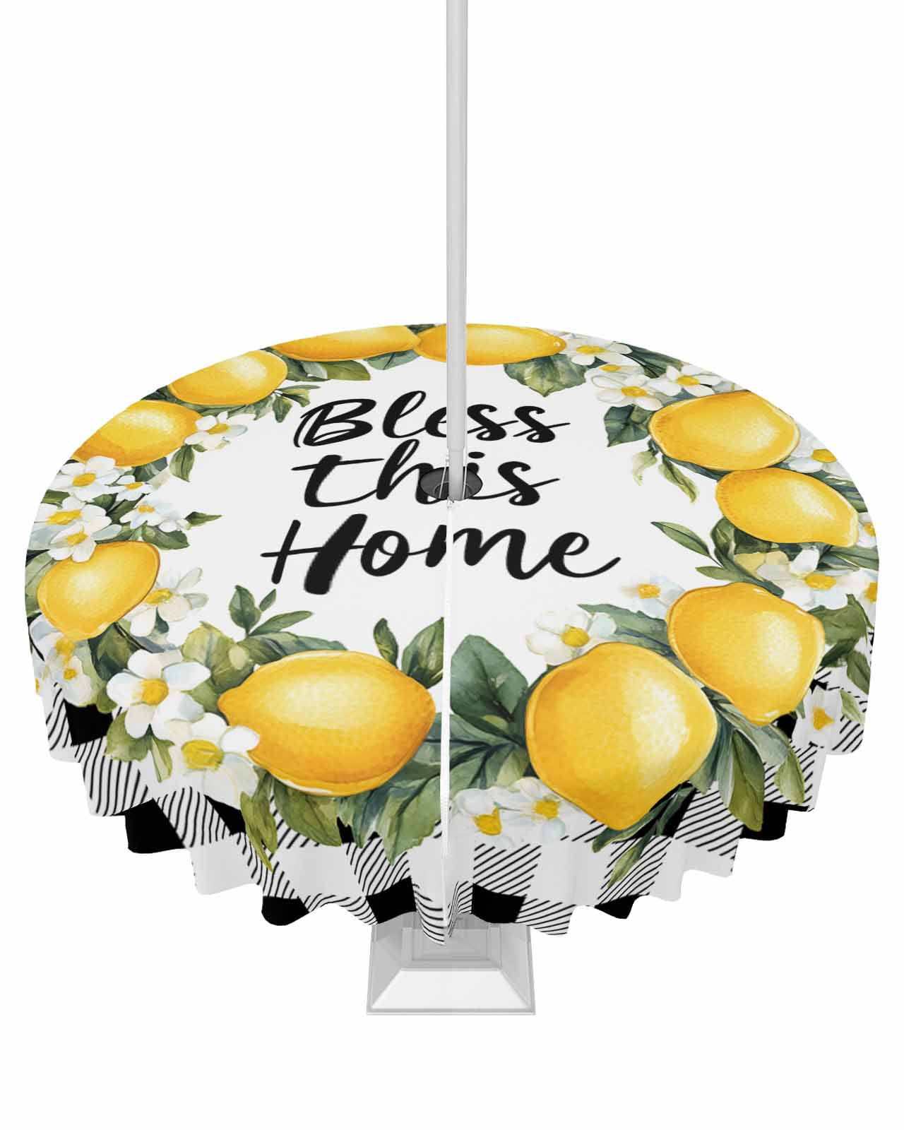 Fsddascl Summer Lemon Outdoor Tablecloth - 60 Inch Round Dining Table ...