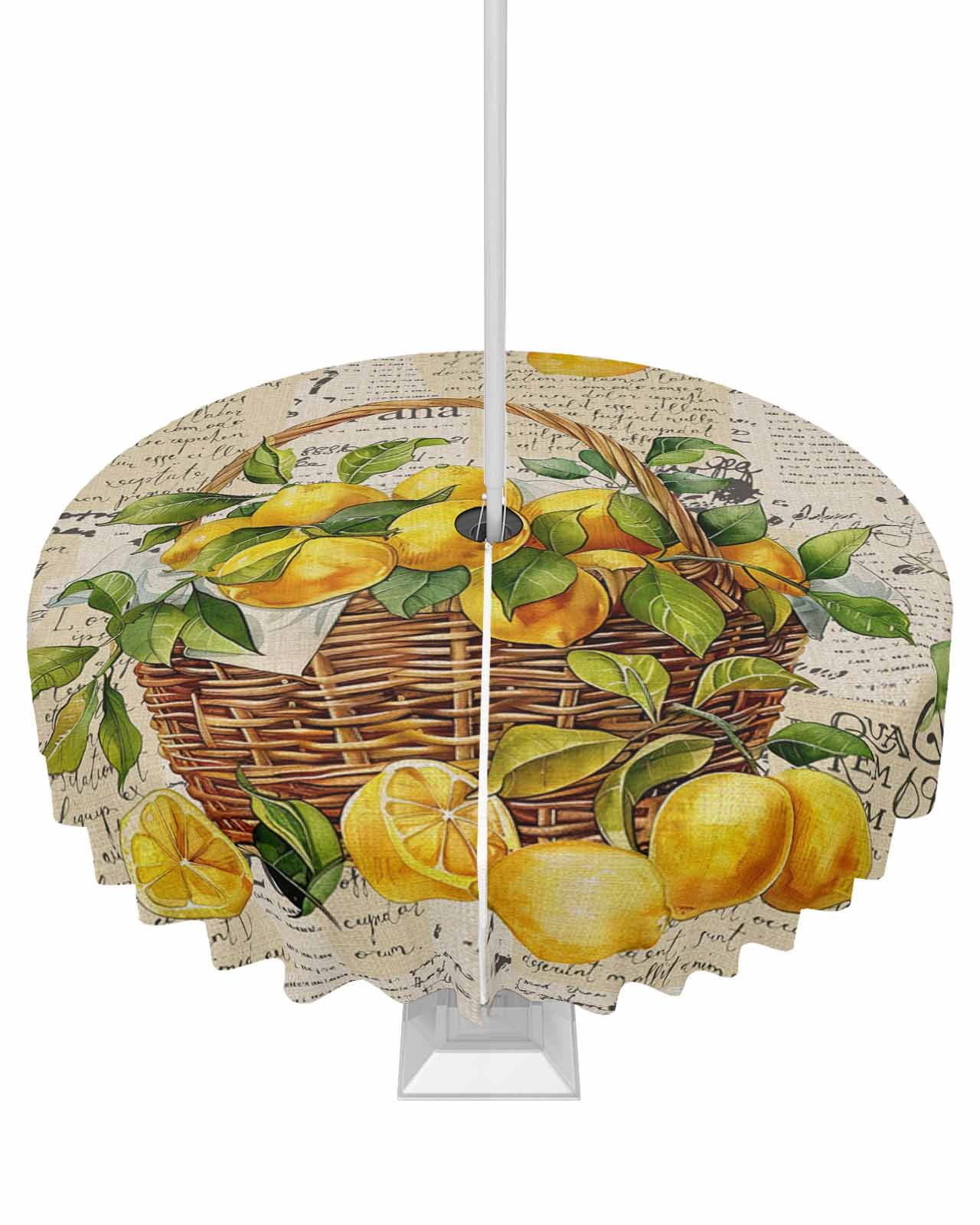 Fsddascl Summer Lemon Outdoor Tablecloth - 60 Inch Round Dining Table ...