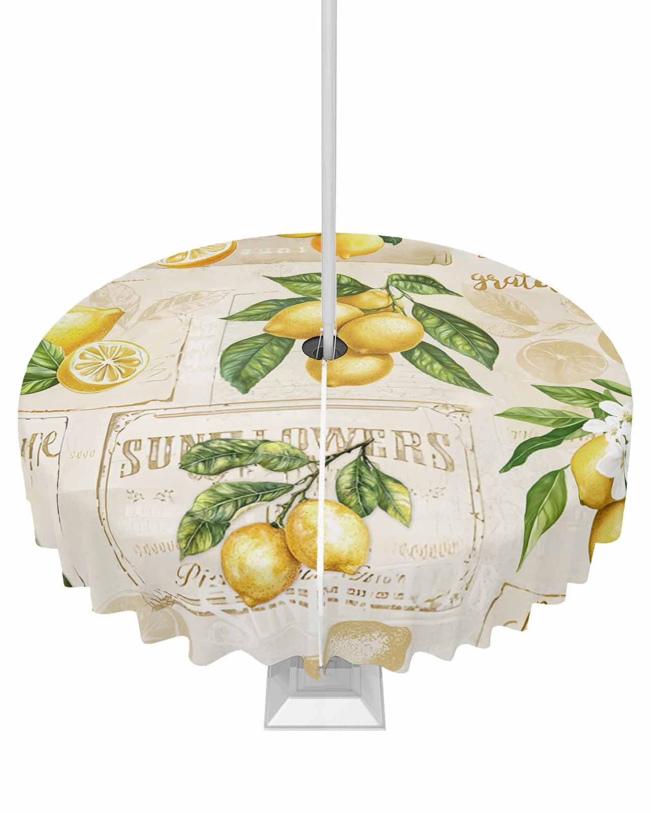 Fsddascl Summer Lemons Outdoor Tablecloth - 54 Inch Round Dining Table ...