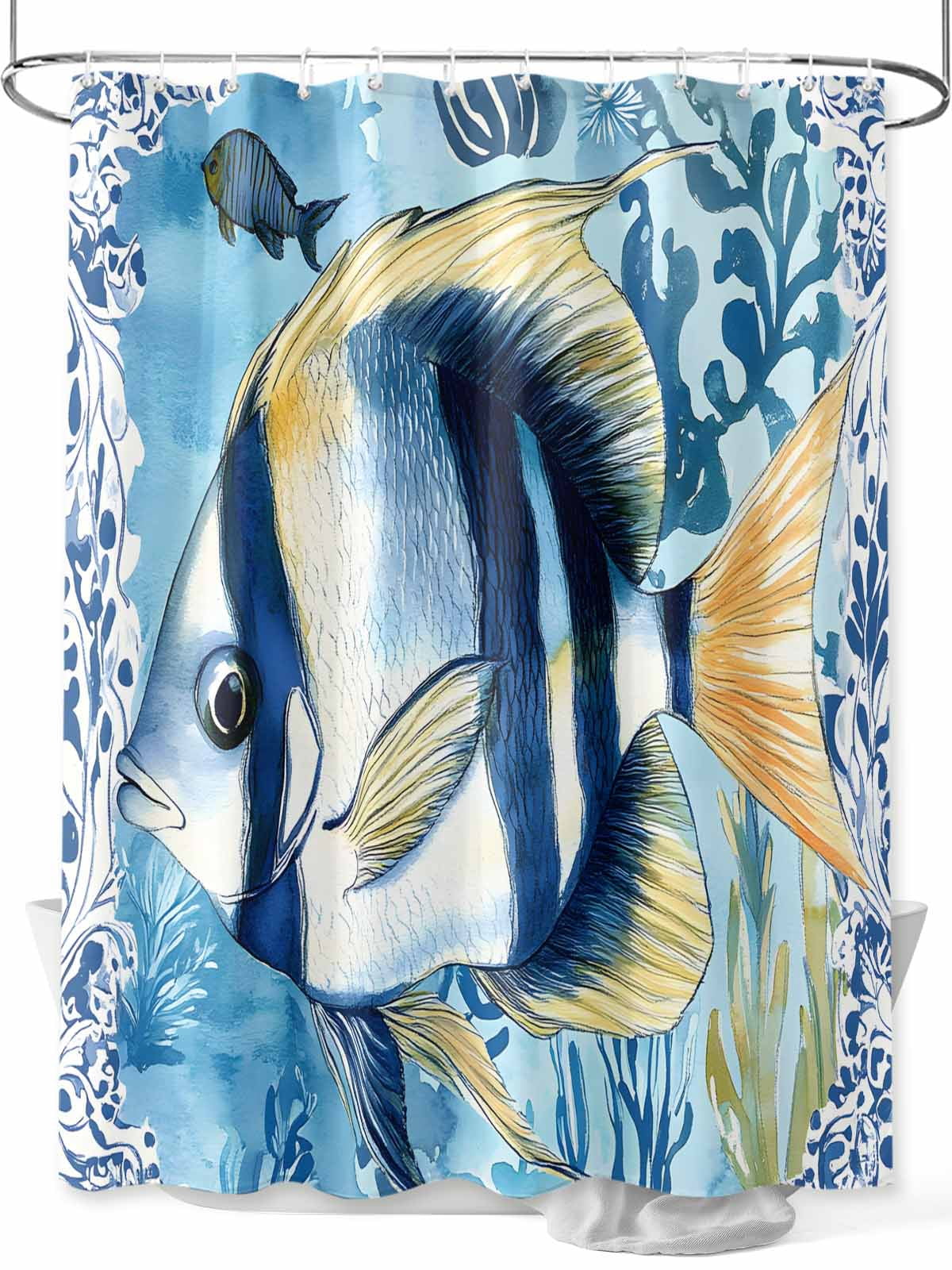 Fsddascl Summer Ocean Fish Shower Curtain Set - Long 72" x 84" Washable ...