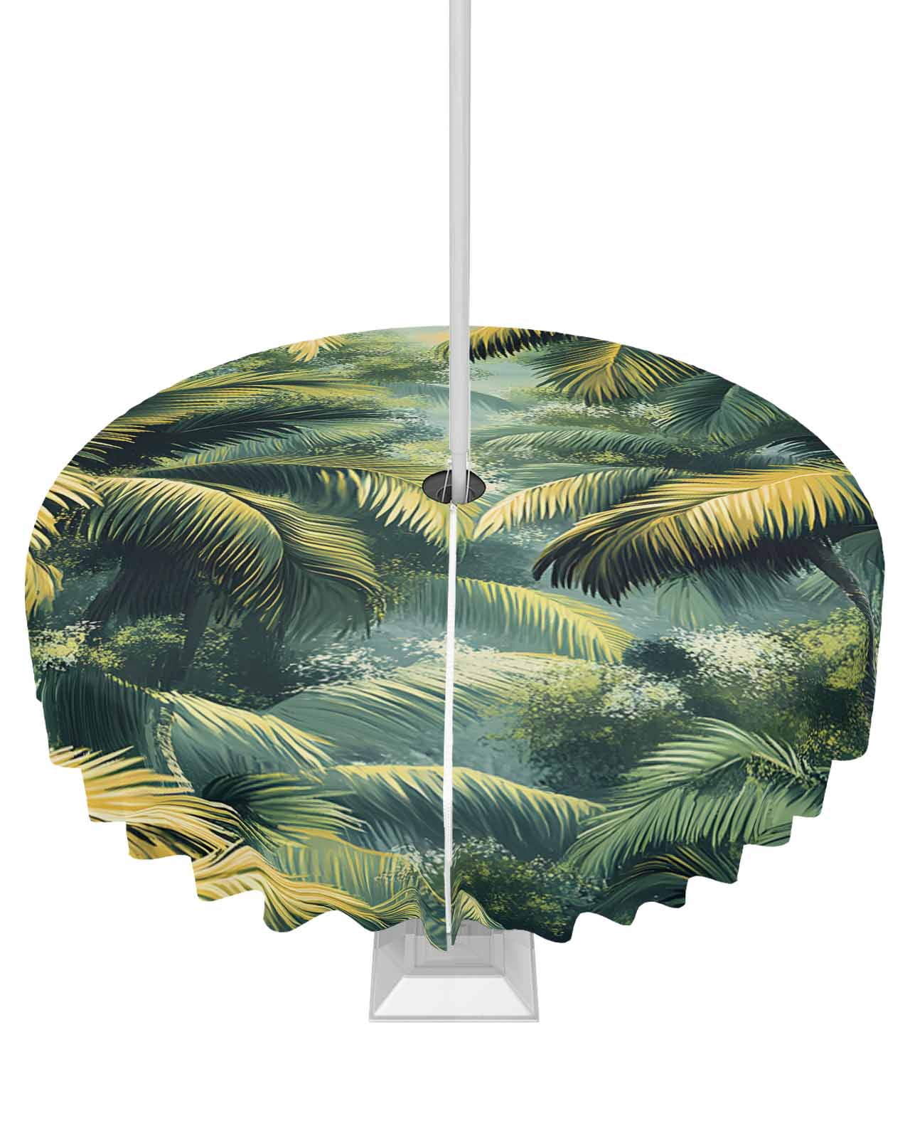 Fsddascl Summer Palm Tree Outdoor Tablecloth - 54 Inch Round Dining ...