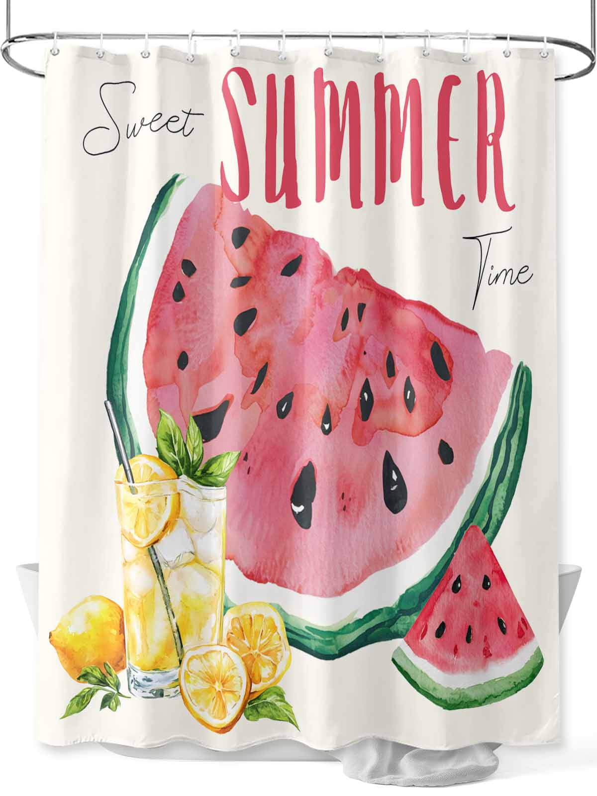 Fsddascl Summer Red Watermelon Shower Curtain Set - 36" x 78" Washable ...