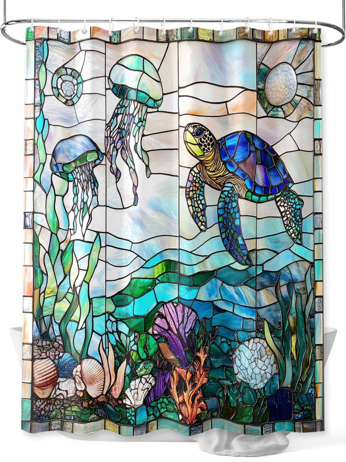 Fsddascl Summer Sea Turtle Shower Curtain Set - 54" x 78" Washable ...