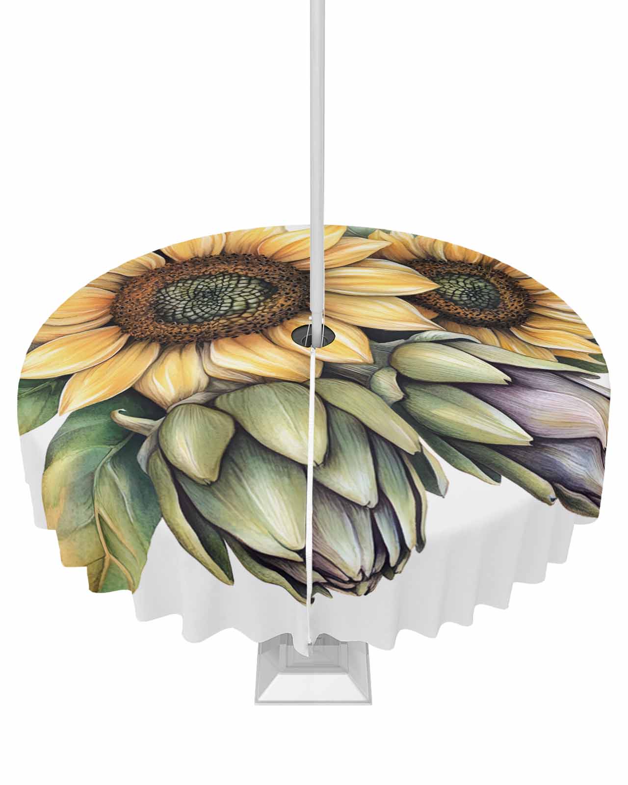 Fsddascl Summer Sunflower Outdoor Tablecloth - 60 Inch Round Dining ...