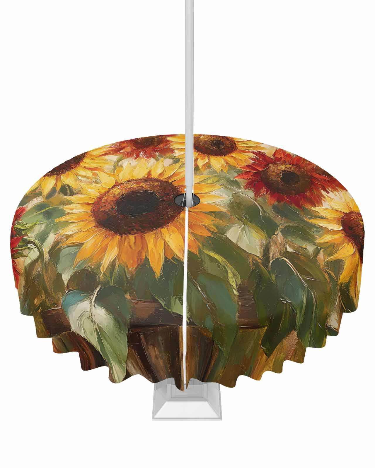Fsddascl Summer Sunflowers Outdoor Tablecloth - 54 Inch Round Dining ...