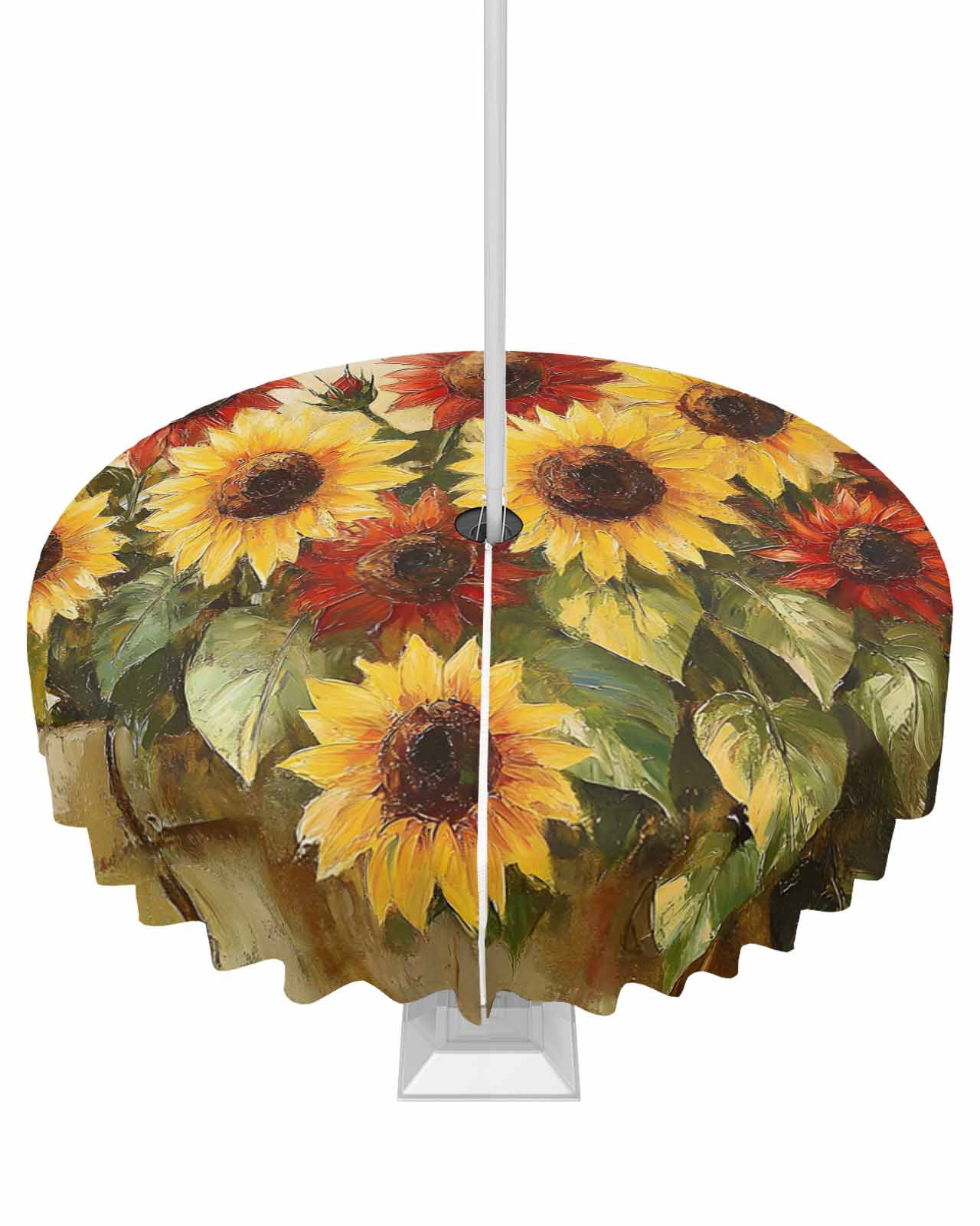 Fsddascl Summer Sunflowers Outdoor Tablecloth - 60 Inch Round Dining ...