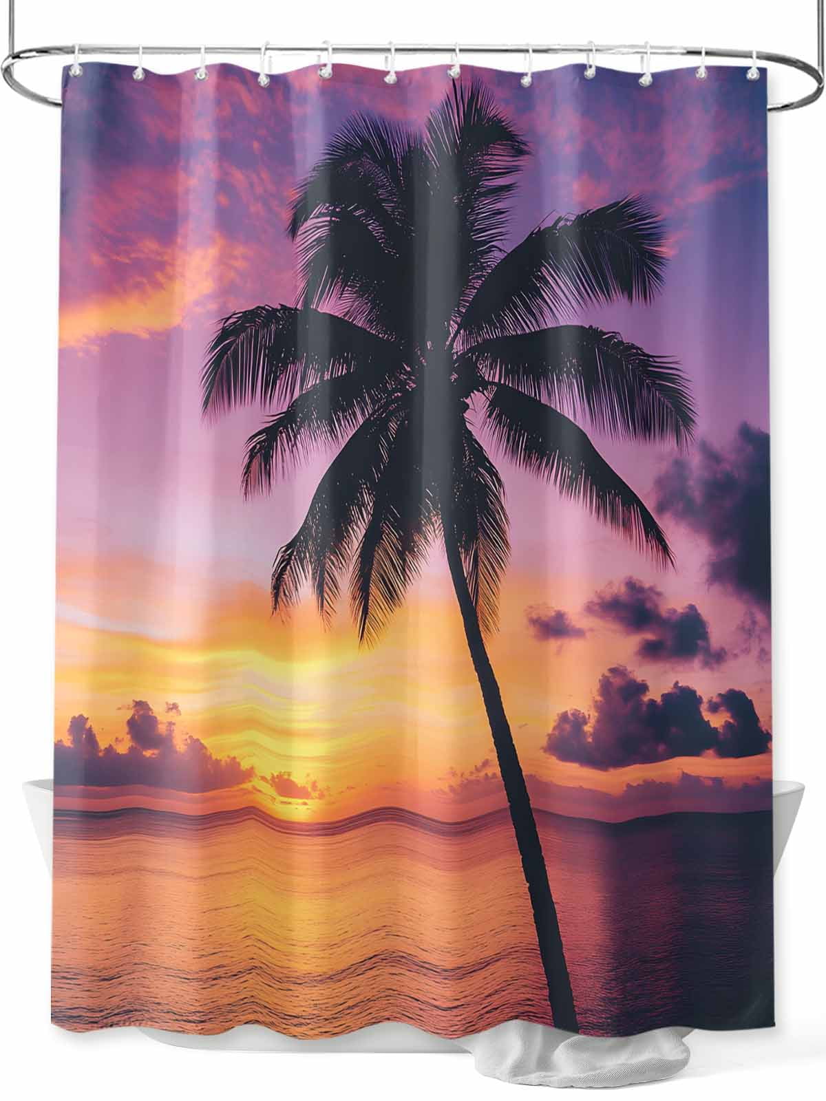 Fsddascl Summer Sunset Shower Curtain Set - 48" x 72" Washable Bathtub ...