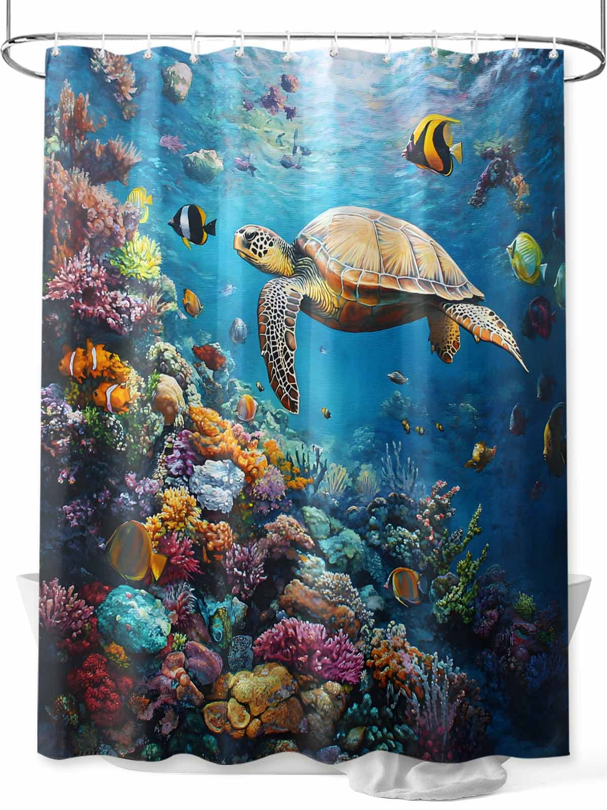 Fsddascl Summer Turtle Shower Curtain Set - 36" x 78" Washable Bathtub ...
