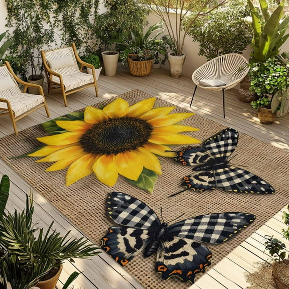 Fsddascl Leopard Print Outdoor Rug for Patio/Deck/Porch, Non-Slip Large ...