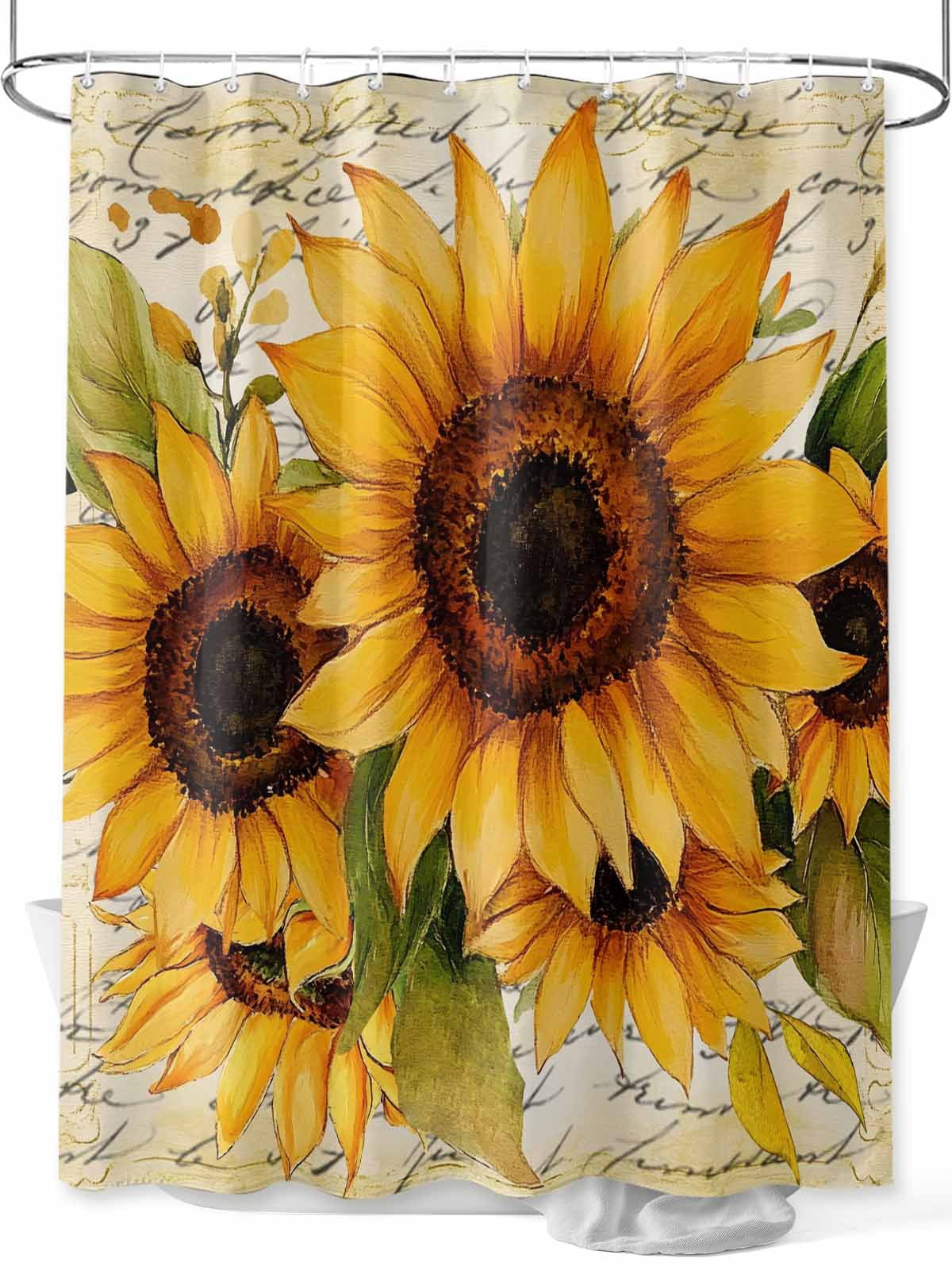 Fsddascl Sunflower Shower Curtain Set - Extra Long 72" x 96" Washable ...