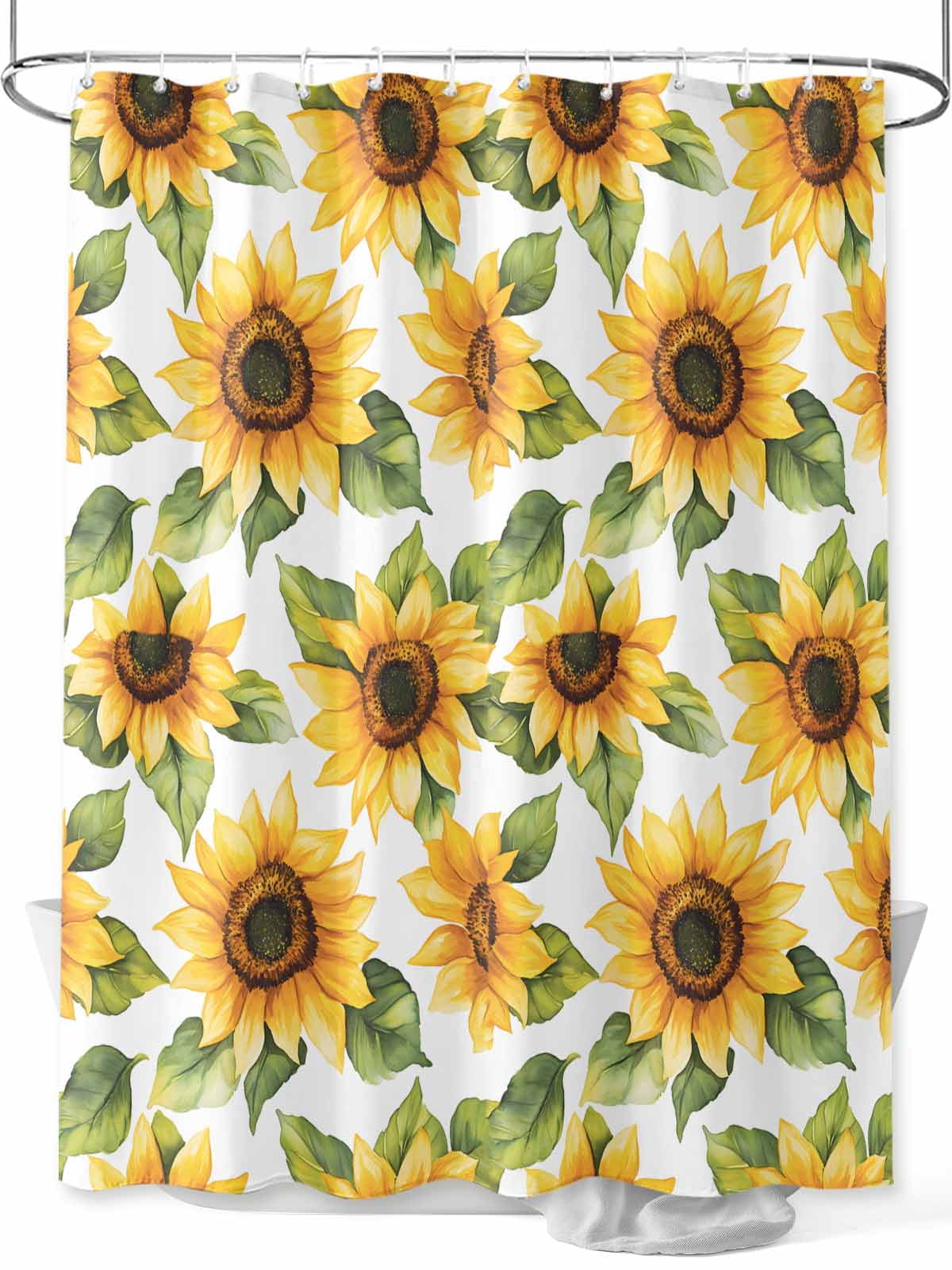 Fsddascl Sunflower Shower Curtain Set - Extra Long 72" x 96" Washable Bathtub Curtain with 12 ...