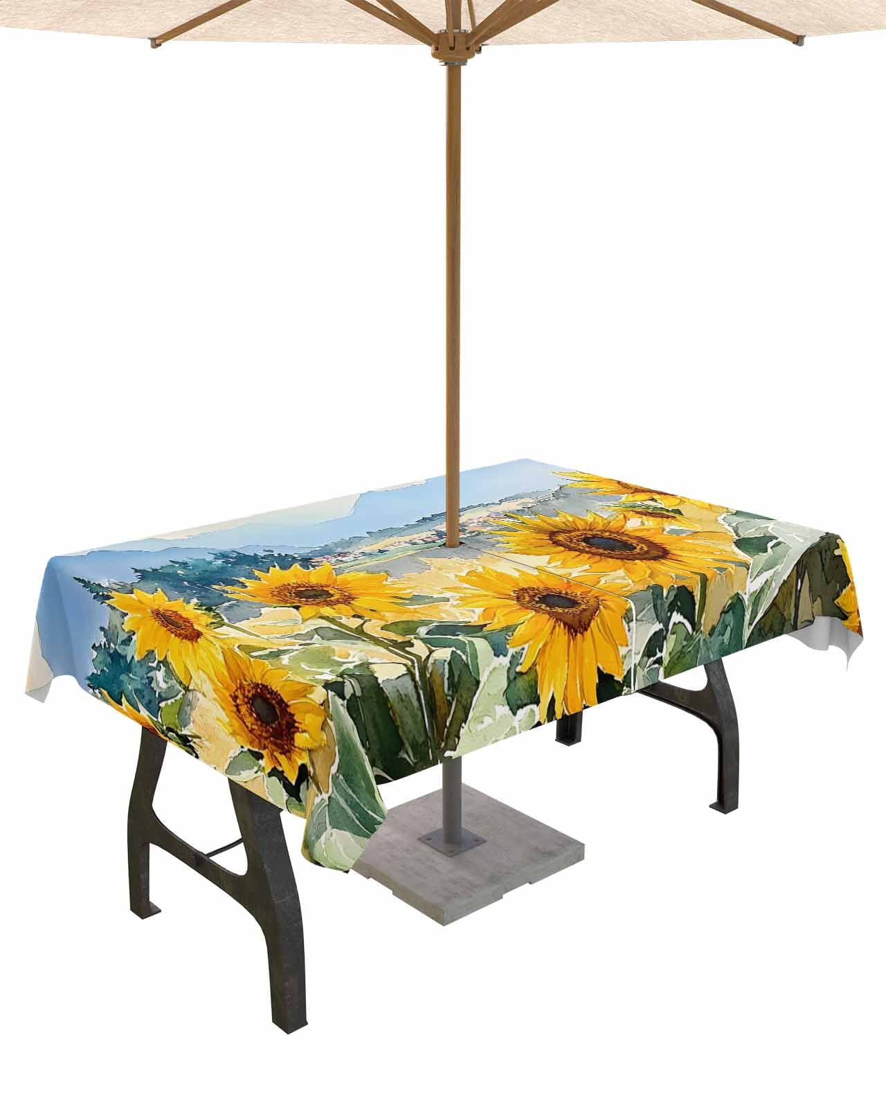 Fsddascl Sunflower Summer Outdoor Tablecloth - 60x102 Inch Rectangle ...