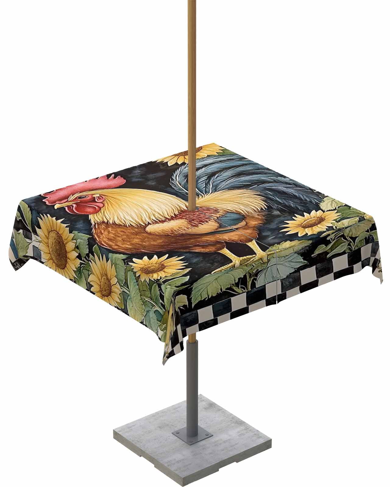 Fsddascl Sunflower Vintage Rooster Outdoor Tablecloth - 60x60 Inch ...