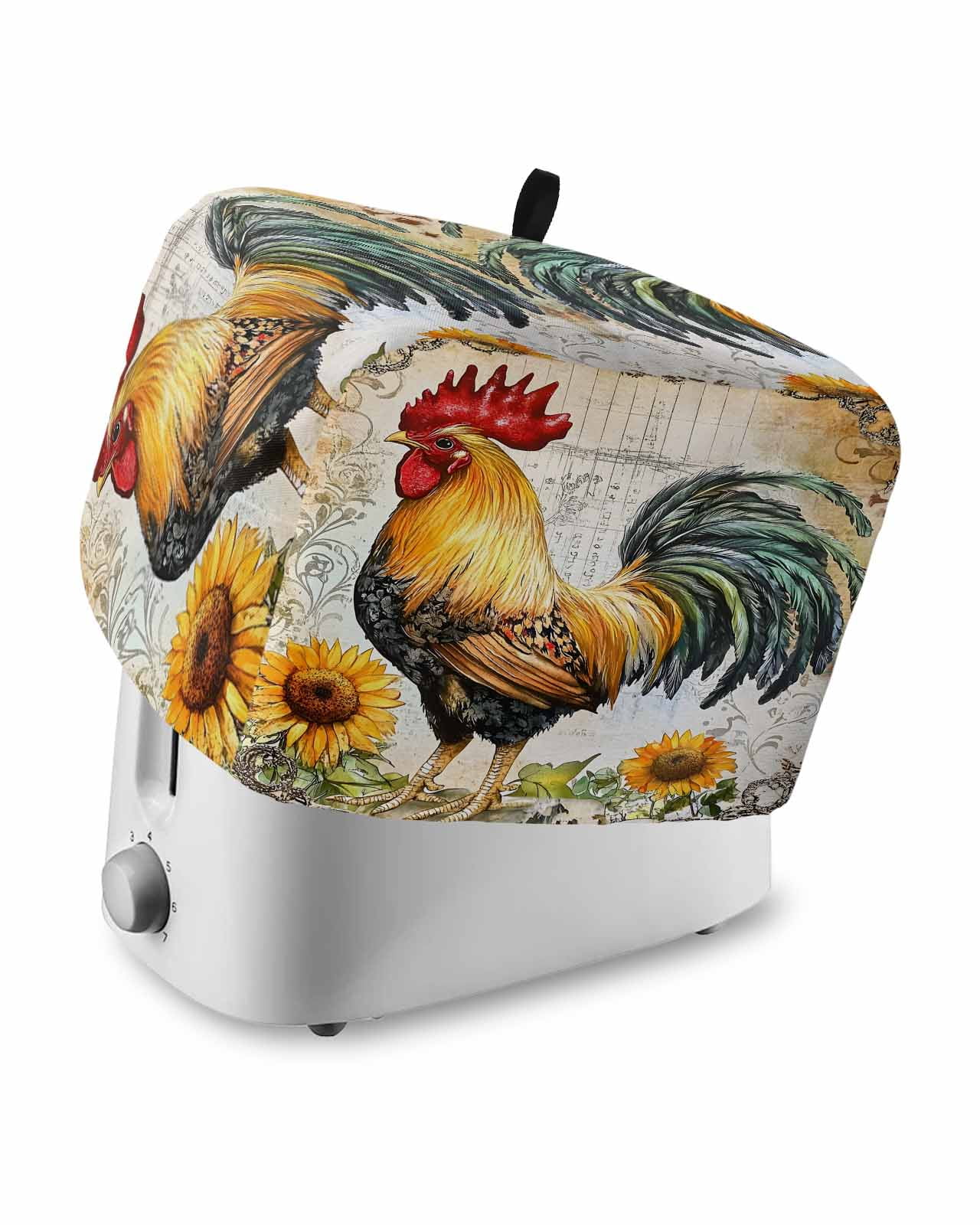 Fsddascl Sunflower Vintage Rooster Small Toaster Cover 2 Slice, Kitchen ...