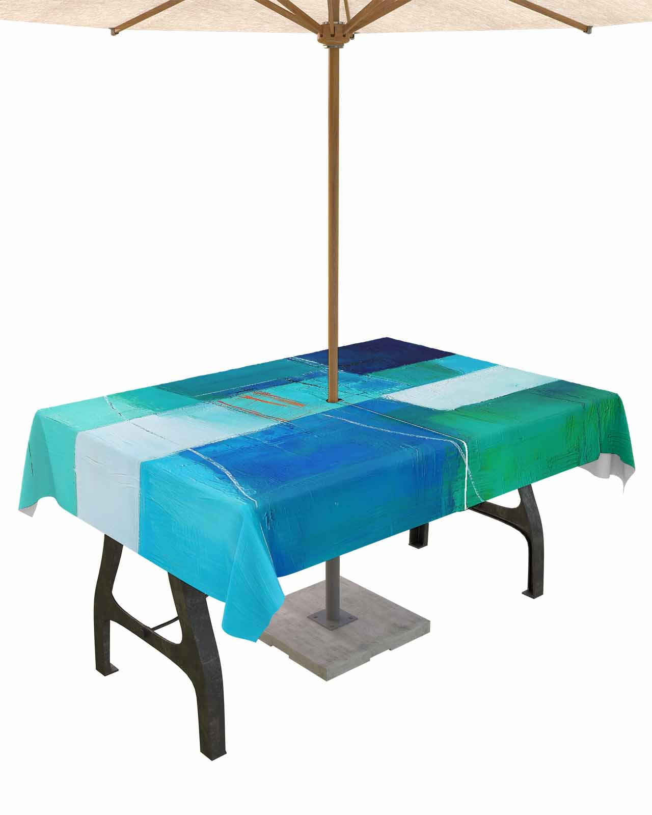 Fsddascl Teal Blue Outdoor Tablecloth - 60x120 Inch Rectangle Dining ...