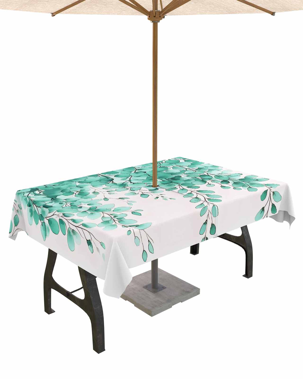 Fsddascl Teal Botanical Outdoor Tablecloth - 60x84 Inch Rectangle ...